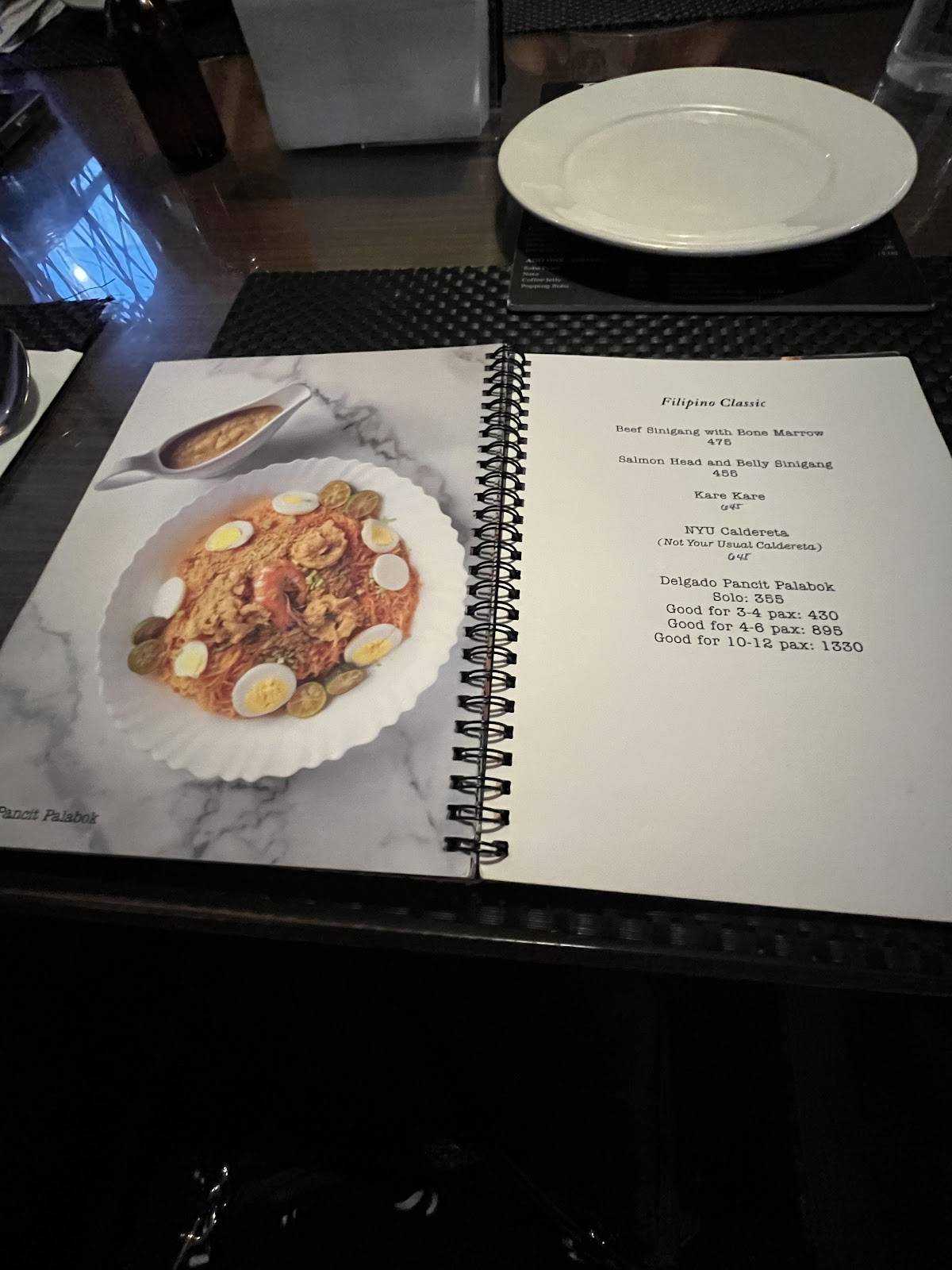 Menu at Delgado.112 restaurant, Quezon City