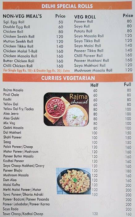 Menu at Delhi Darbar Dhaba, New Delhi, Shop No