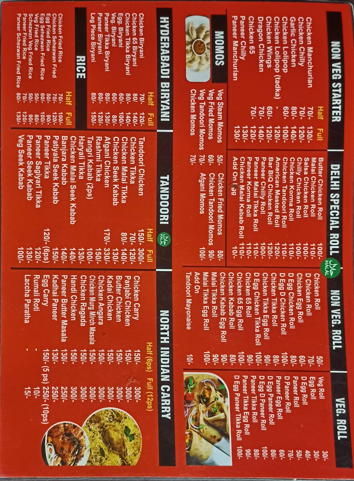 Menu at Delhi spice roll hut, Kota, Delhi spice roll hut