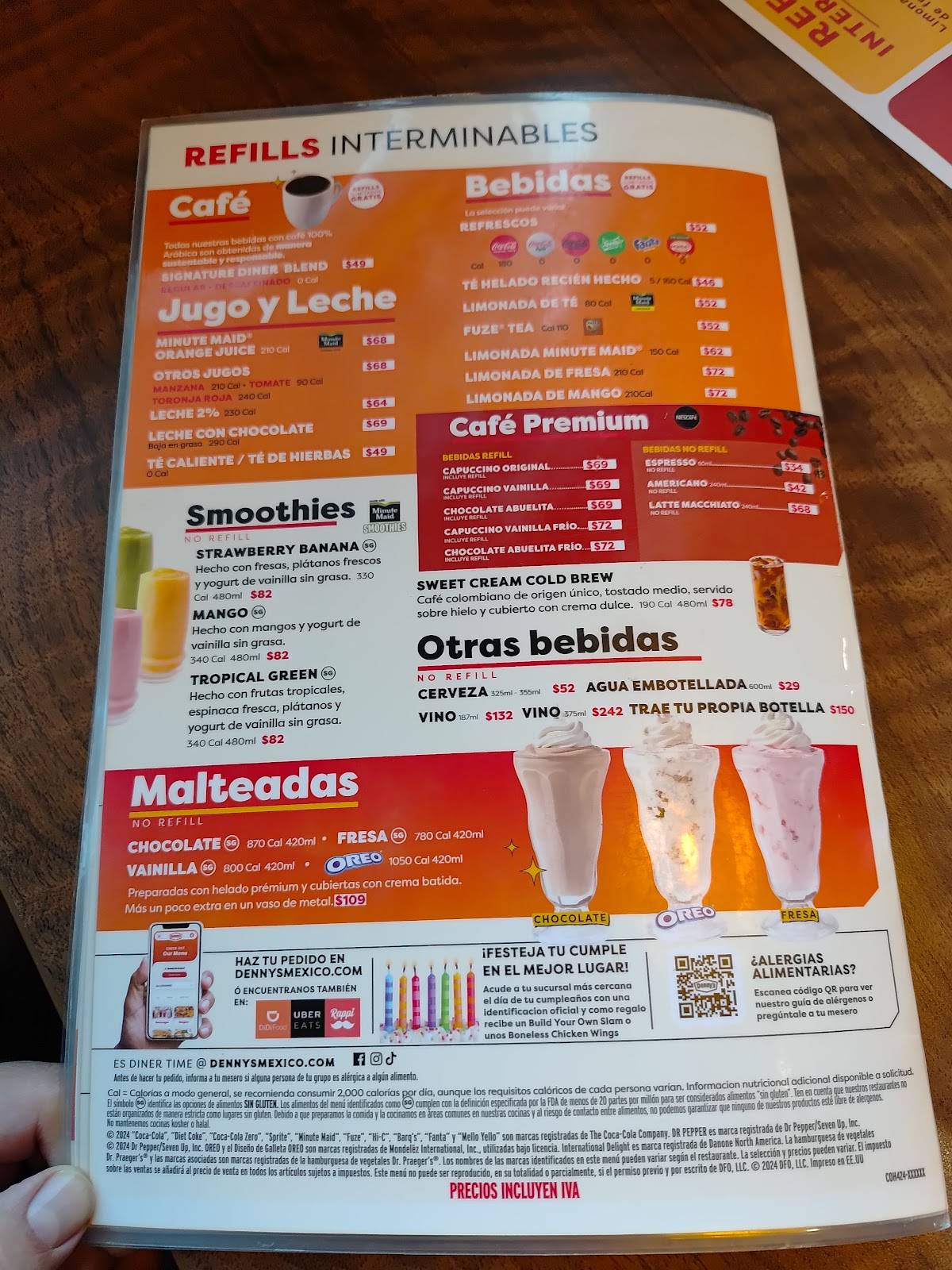 Carta del restaurante Denny's Silao, Silao