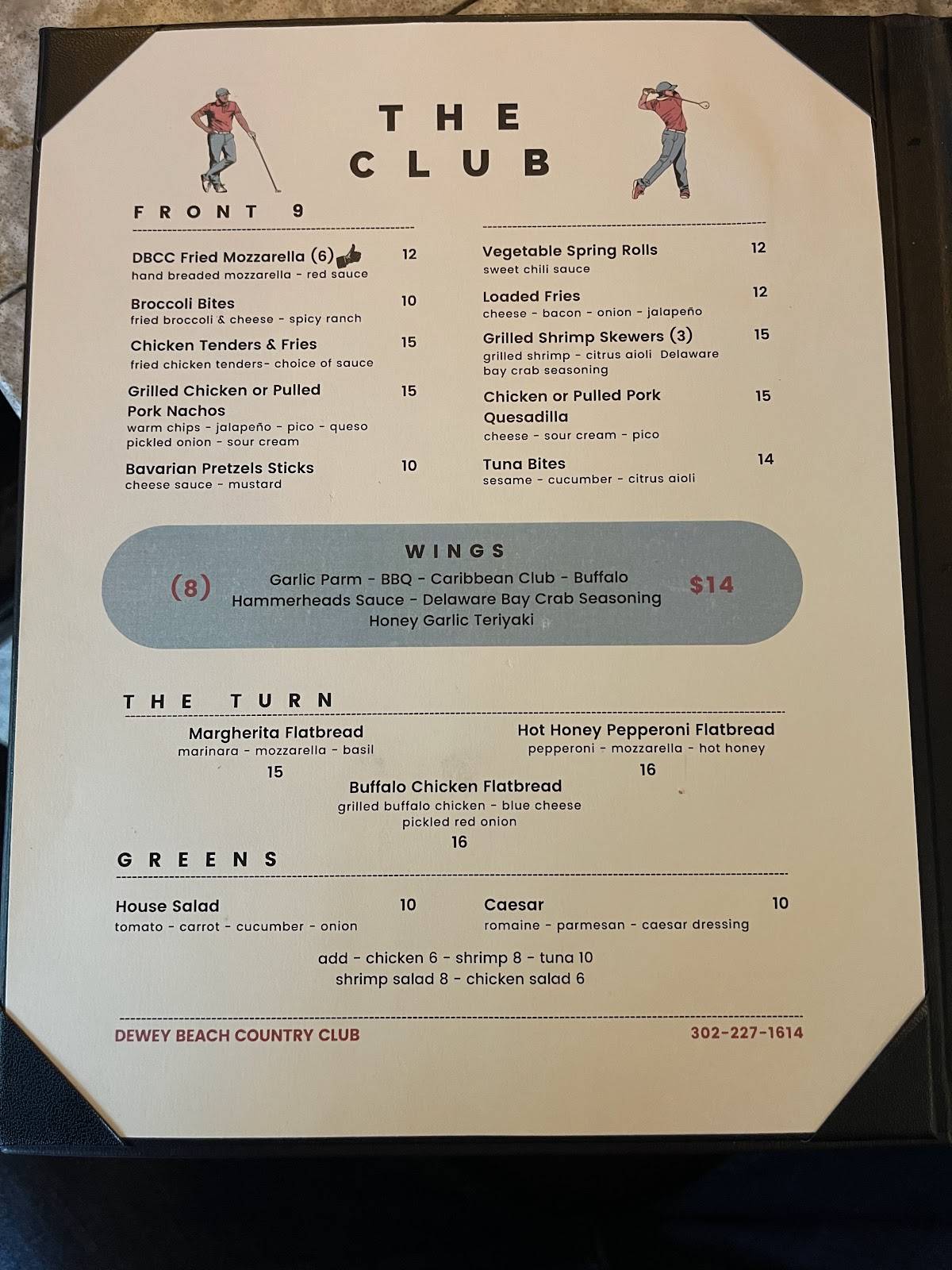 Menu at Dewey Beach Country Club, Dewey Beach