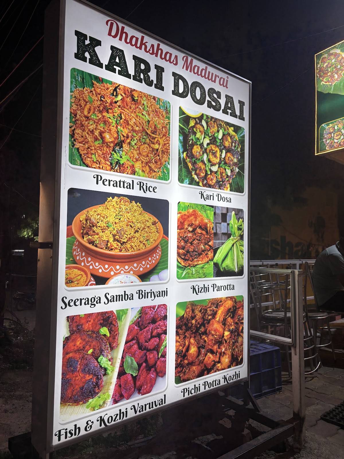 Menu at Dhakshas Madurai Kari Dosai, Chennai, 8/1A