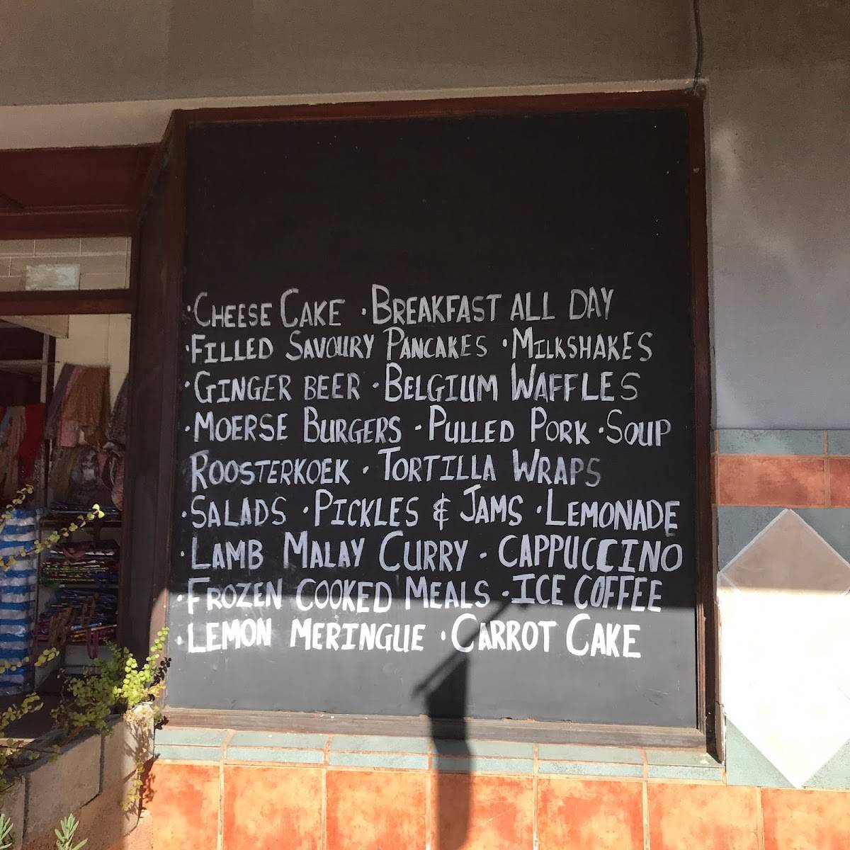 Menu at Die Rooi Pot restaurant, Heidelberg, 1 Pentz St