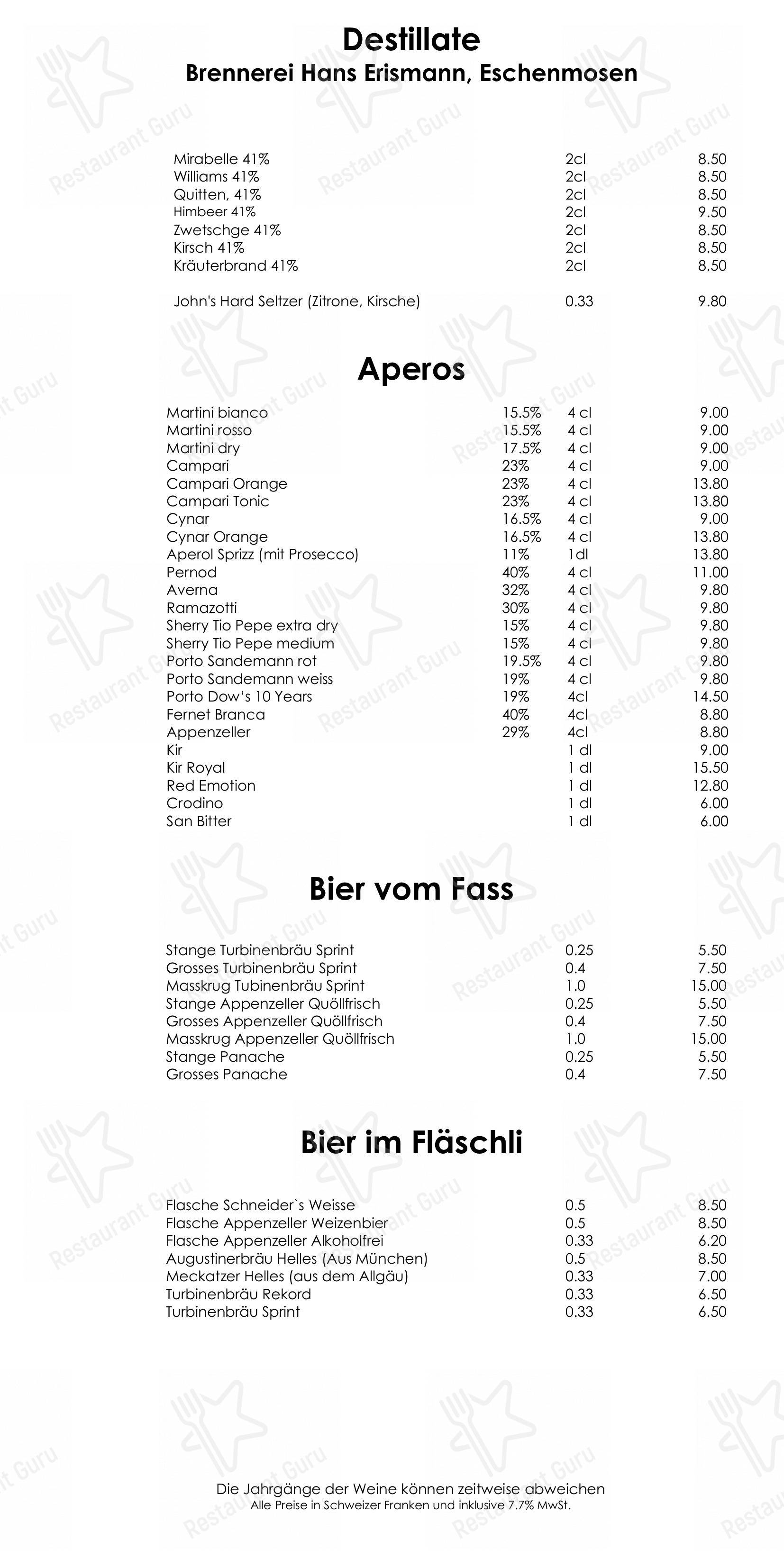 Speisekarte von Restaurant Die Waid, Zürich