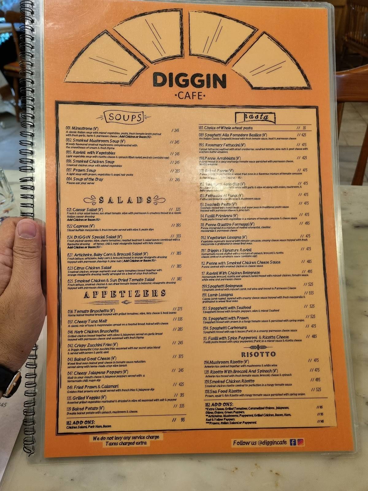 Menu at Diggin Cafe, New Delhi, Santushti Shopping Complex Shop No-10 ...
