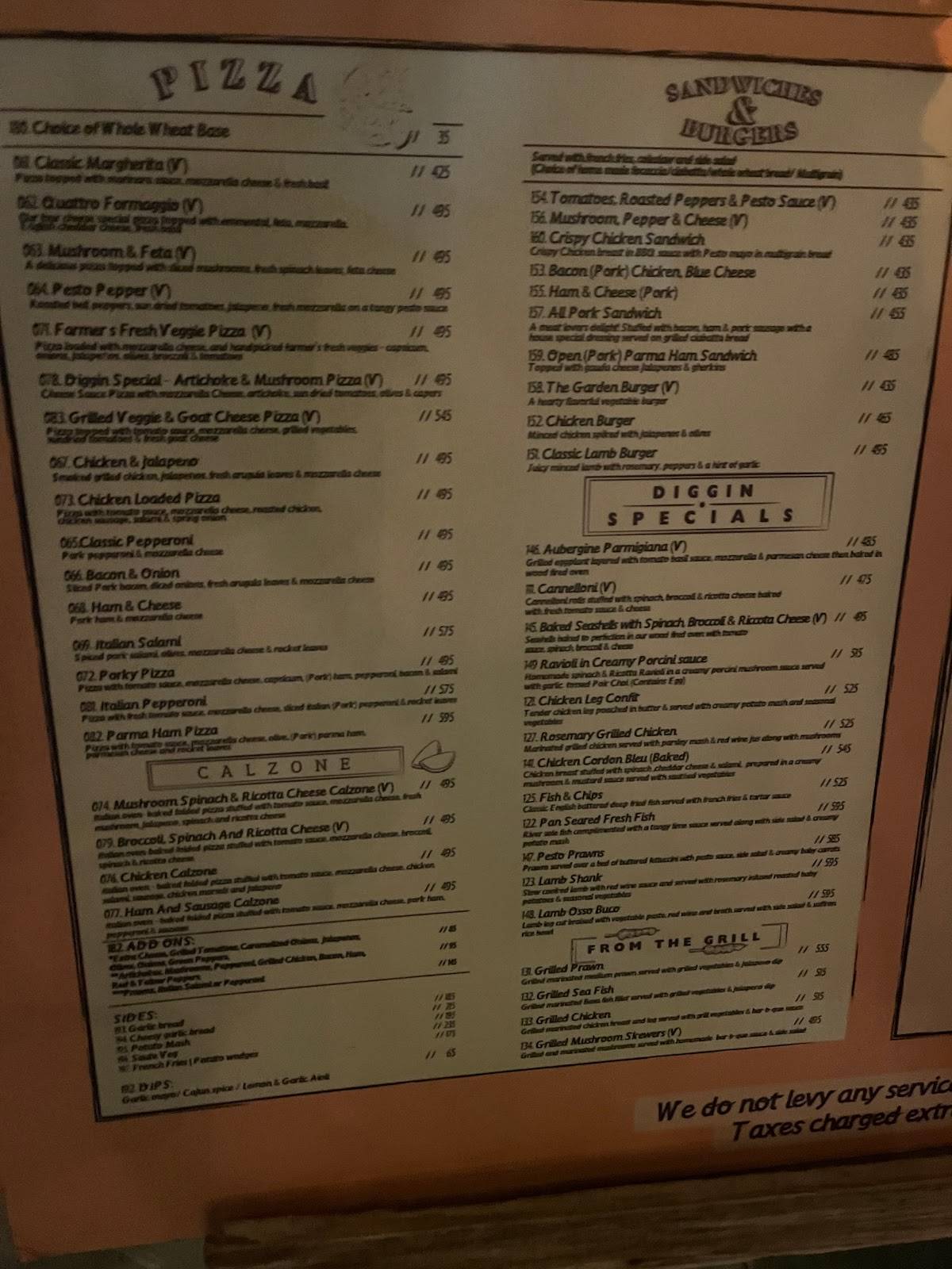 Menu at Diggin Cafe, New Delhi, Santushti Shopping Complex Shop No-10 ...