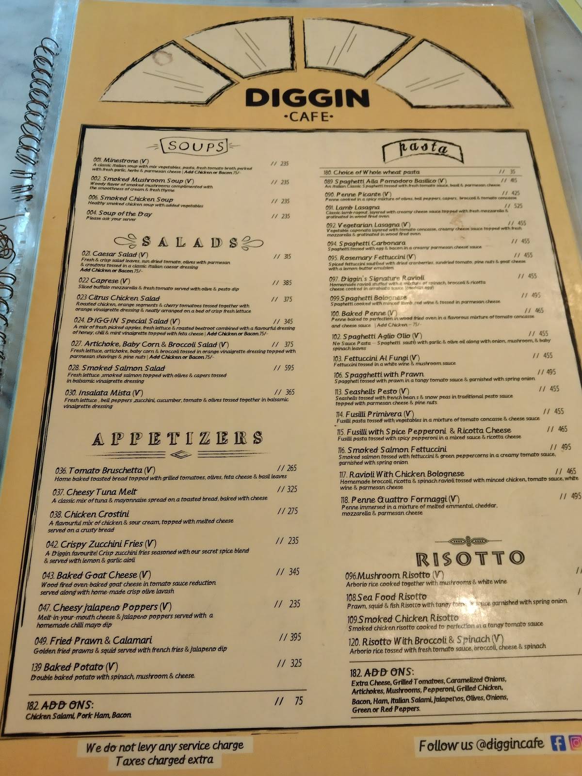 Menu at Diggin Cafe, New Delhi, Santushti Shopping Complex Shop No-10 ...