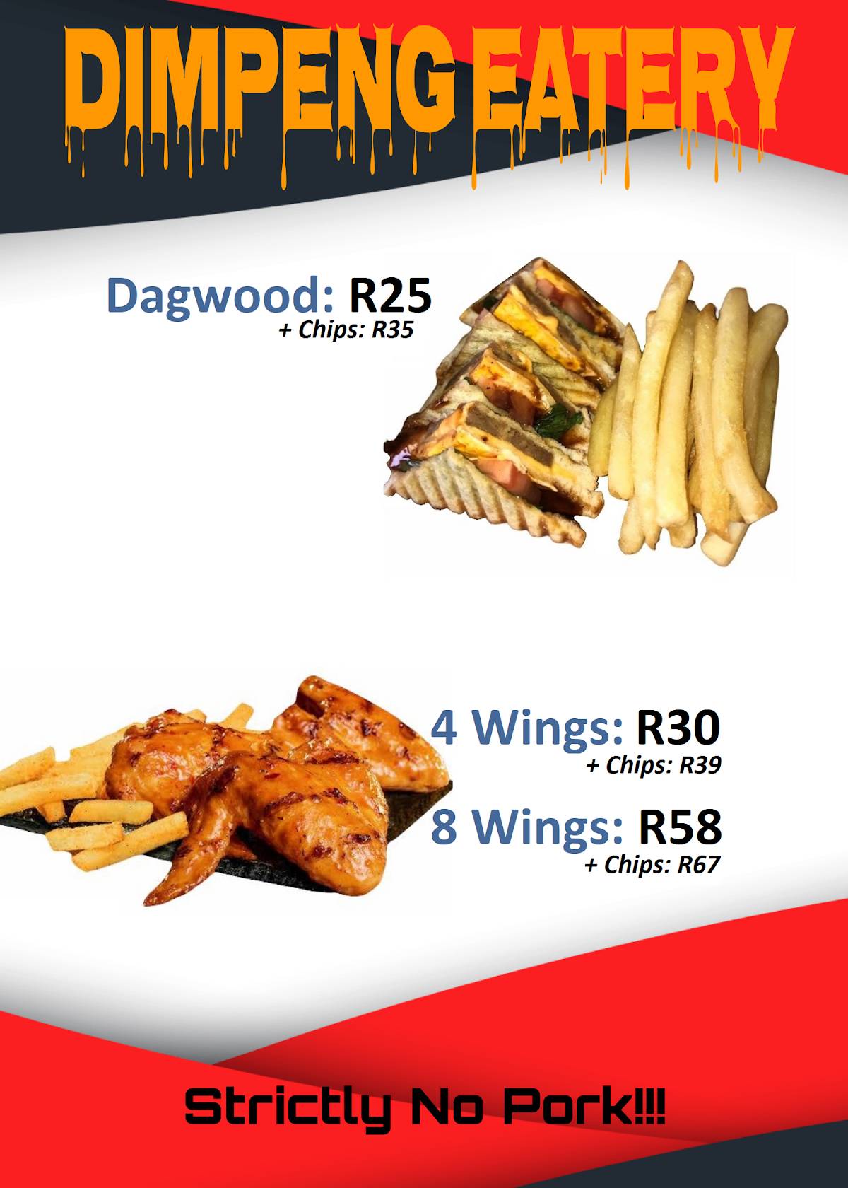 Speisekarte von Dimpeng Sphahlo Eatery restaurant, Pretoria