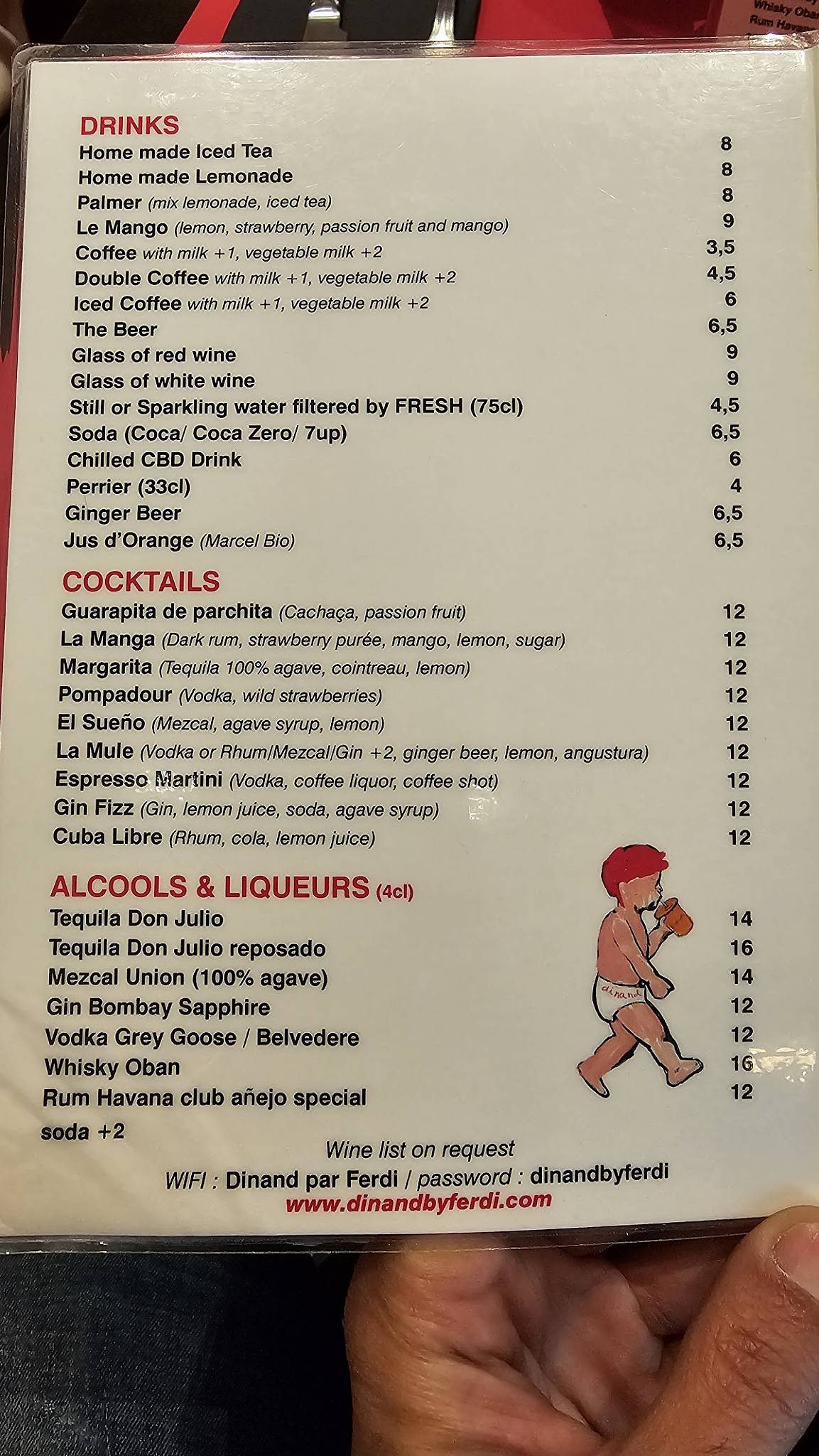 Menu at Dinand par Ferdi restaurant, Paris