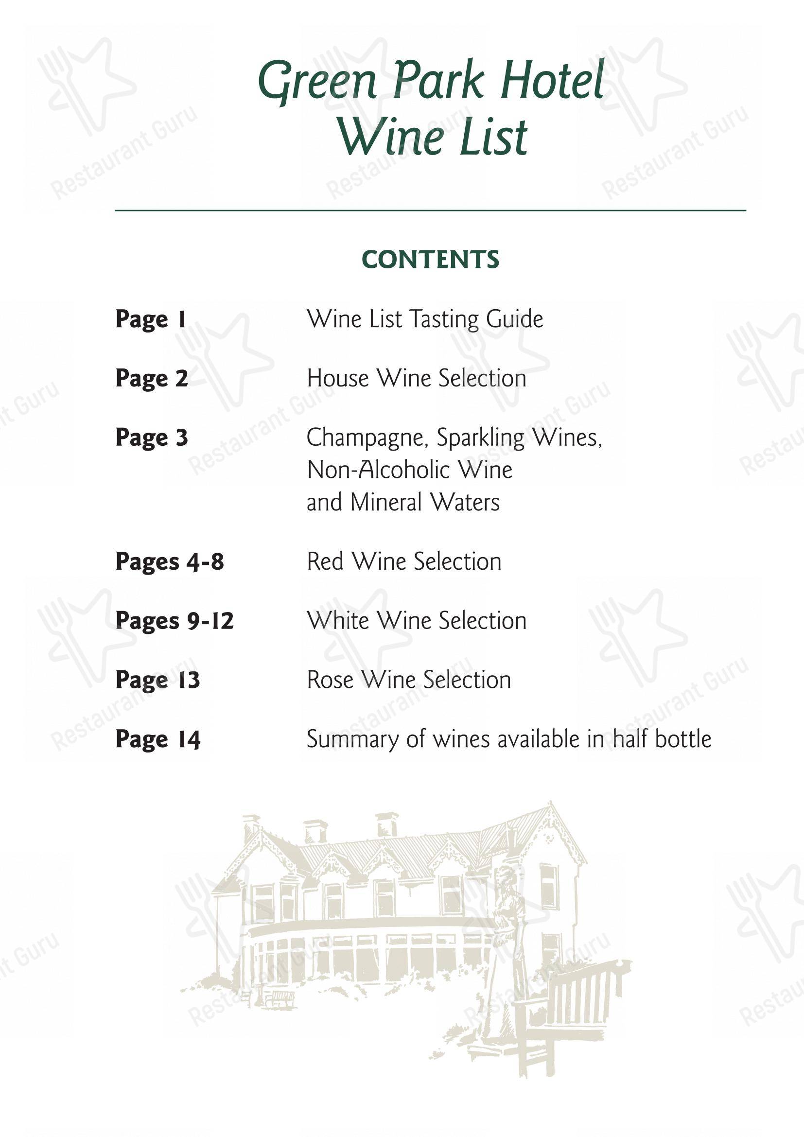 Menu at Dining at The Green Park Hotel restaurant, Pitlochry