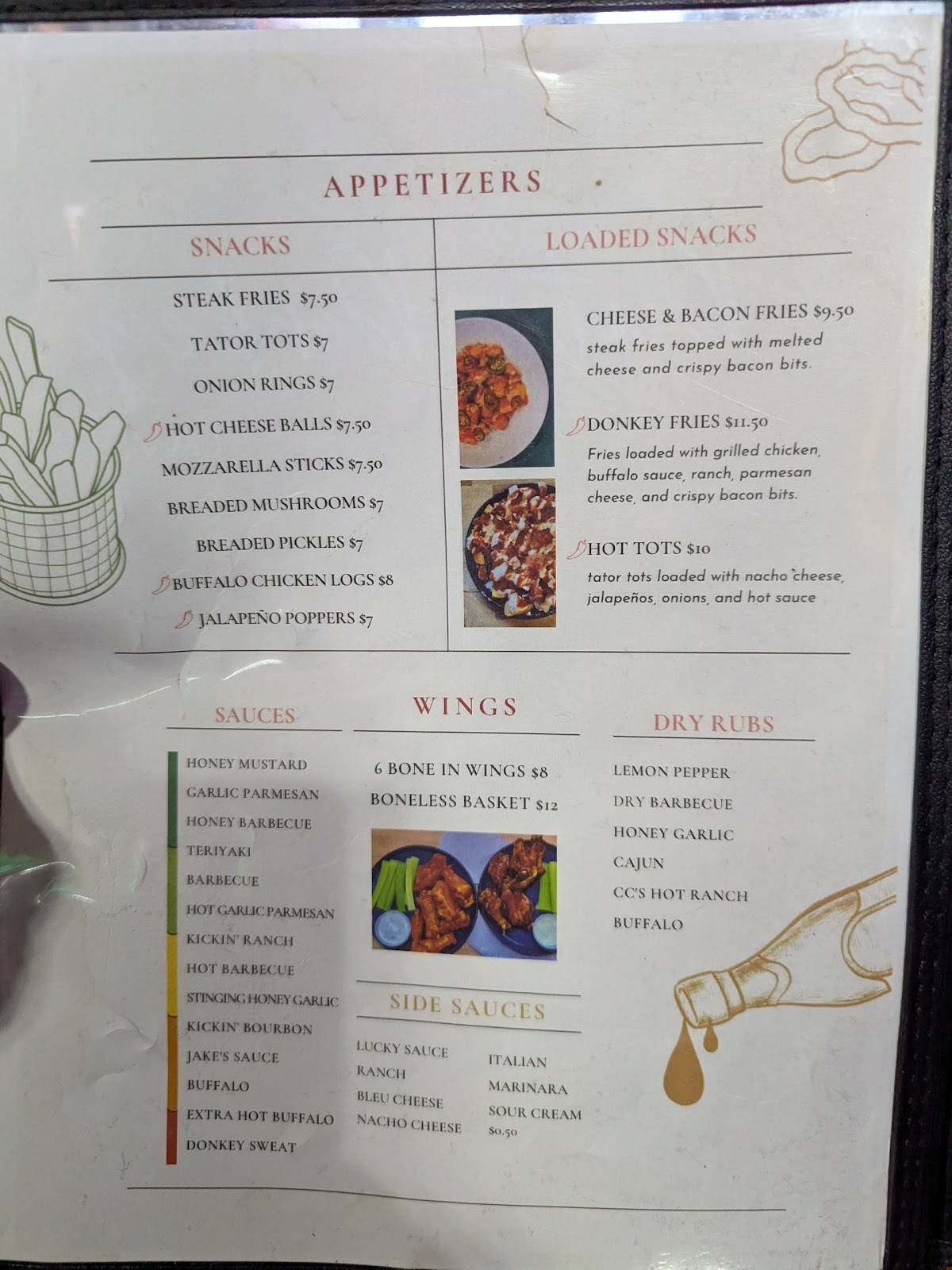 Menu at Dirty Donkey Tavern pub & bar, Elyria