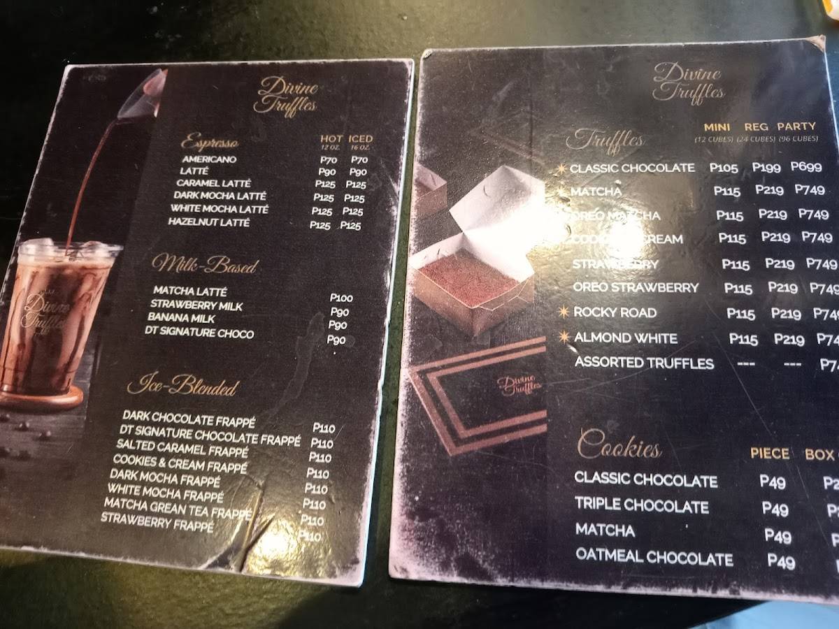 Menu at Divine Truffles, Quezon City
