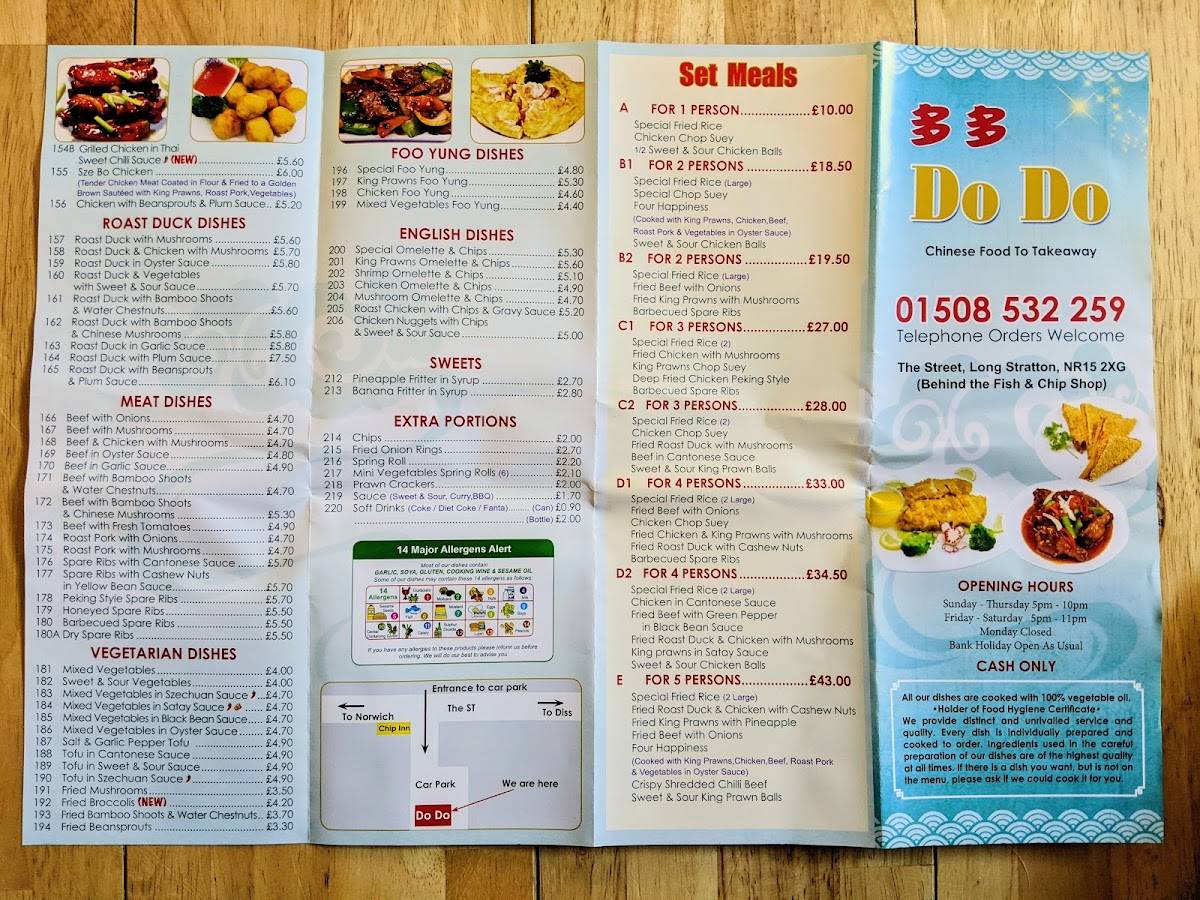 Menu at Do Do fast food, Long Stratton