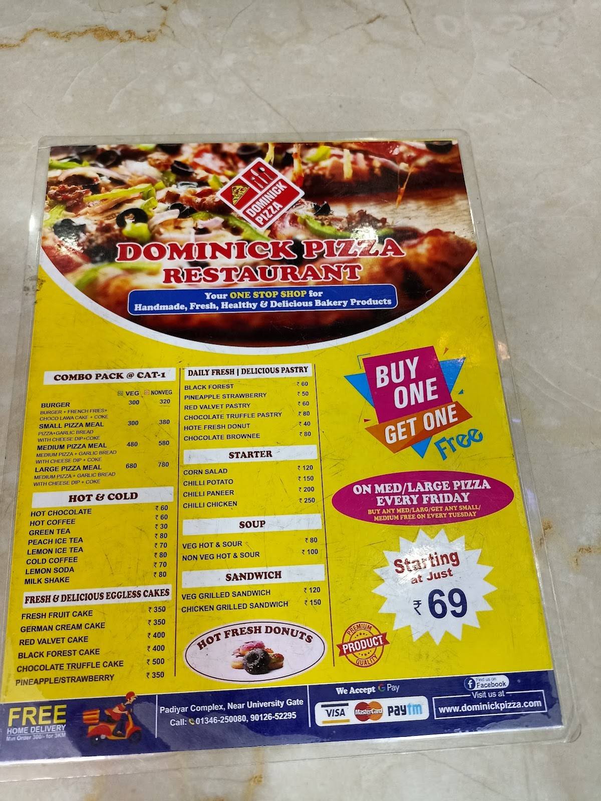 Menu at Dominick Pizza, Srinagar