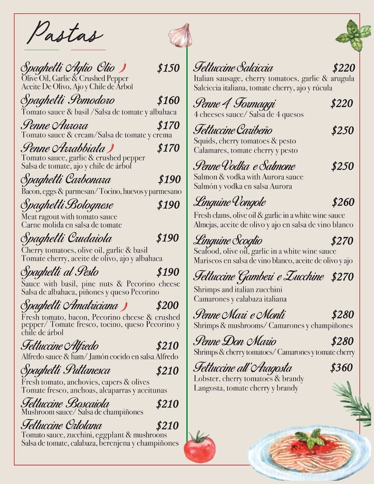 Menu at Don Mario pizzeria, Playa del Carmen, Av. 10 Calle 8 Esquina