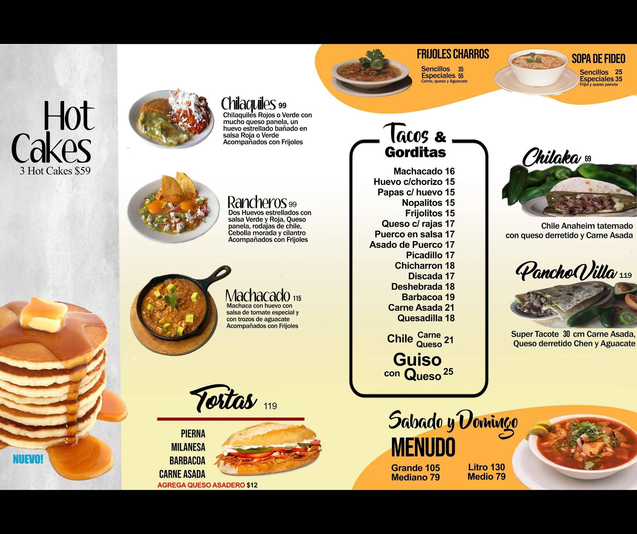 Carta del restaurante Dos Chiles Taquería, Monterrey