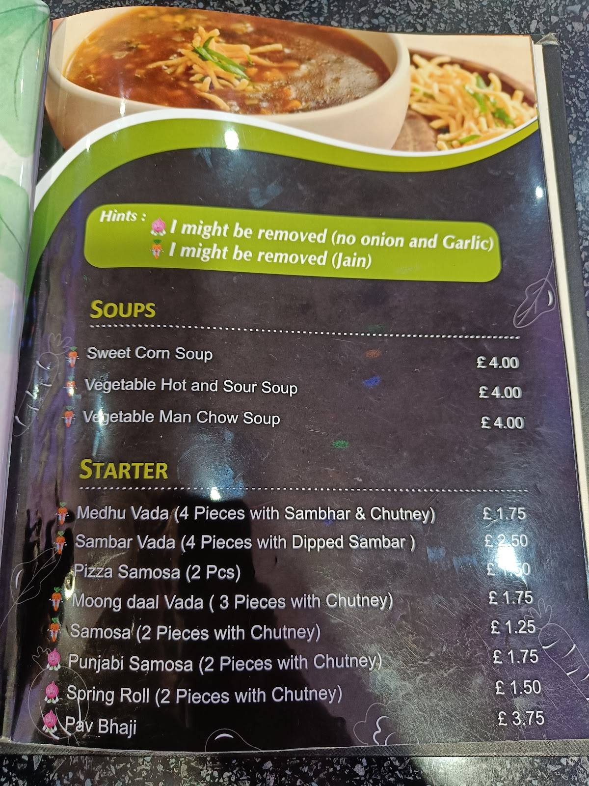 Menu at Dosa Express restaurant, Wembley