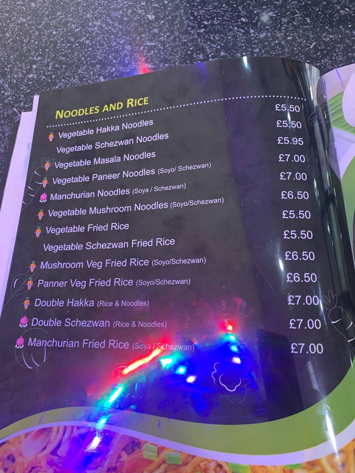 Menu at Dosa Express restaurant, Wembley