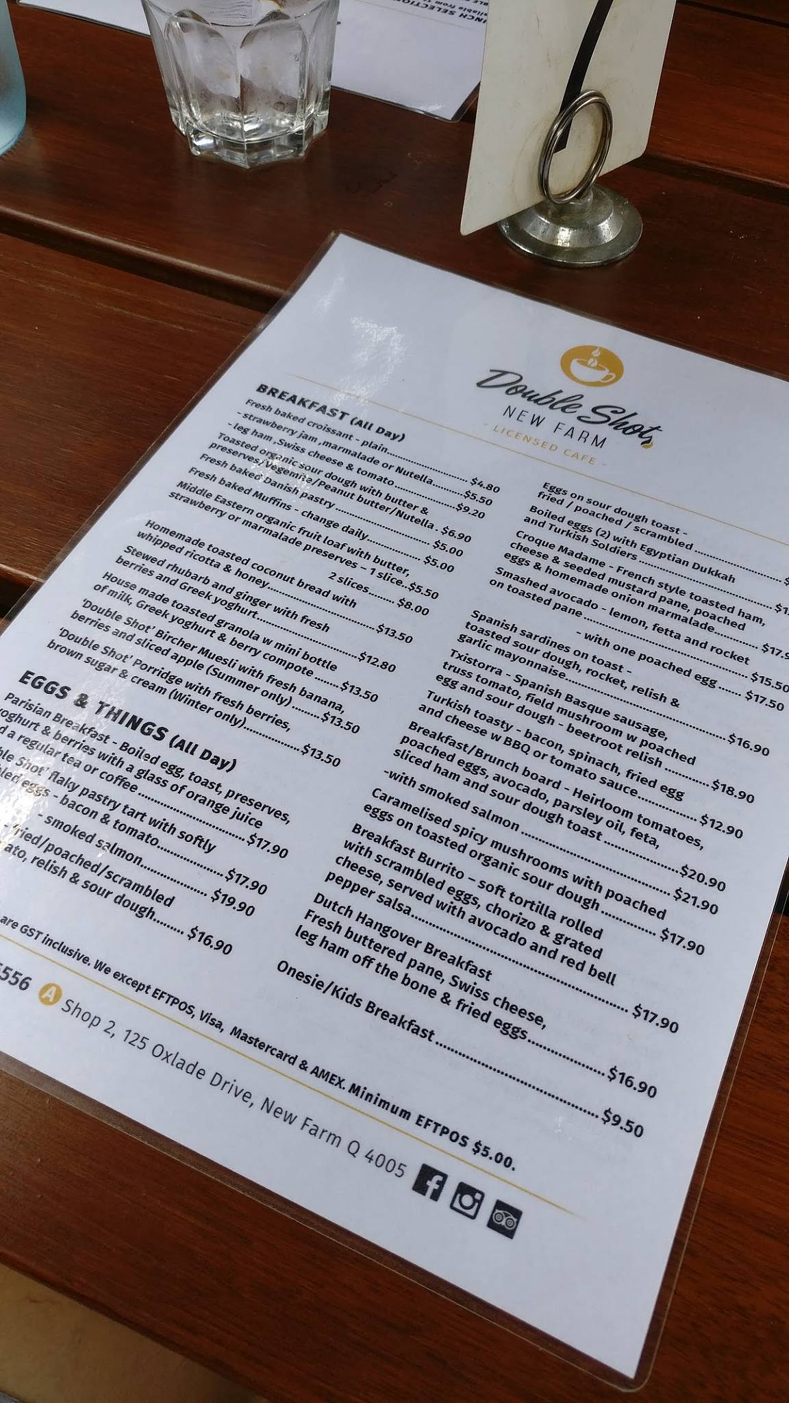 Menu at Double Shot New Farm restaurant, New Farm, 2/125 Oxlade Dr