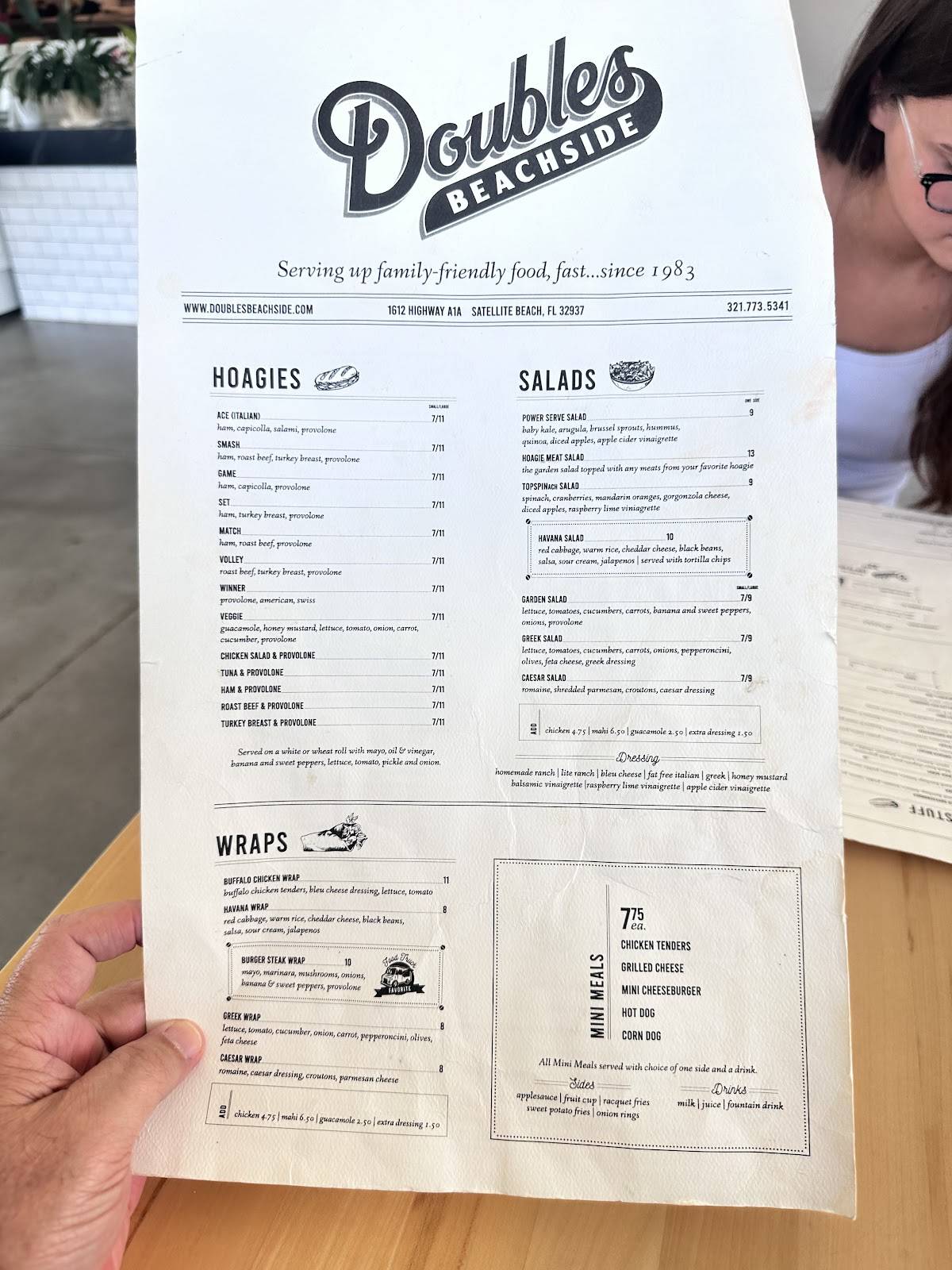 Menu at Doubles Beachside pub & bar, Satellite Beach, Jimmy Buffett Mem Hwy
