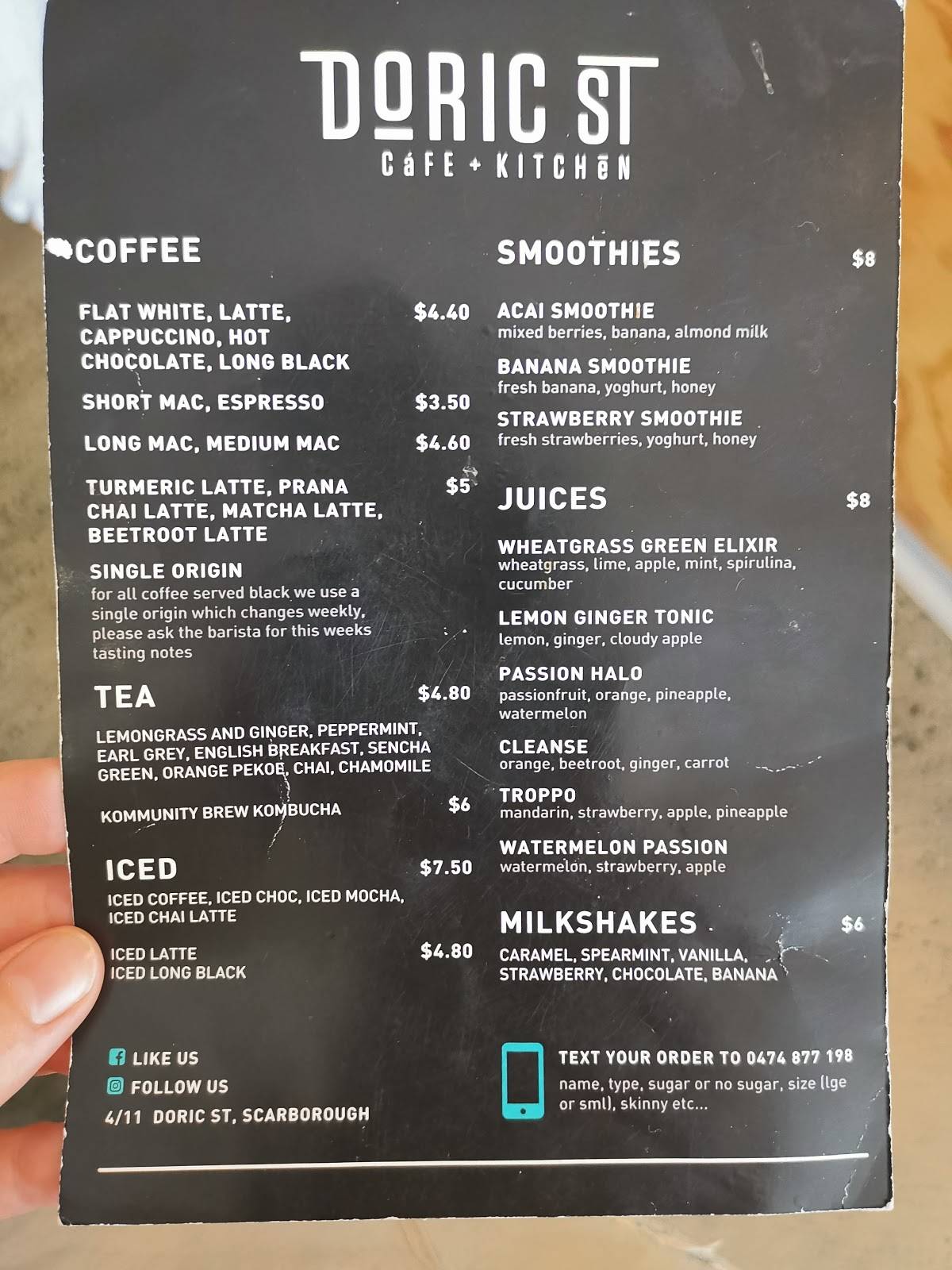 Menu at Doric St Cafe and Kitchen, Doubleview