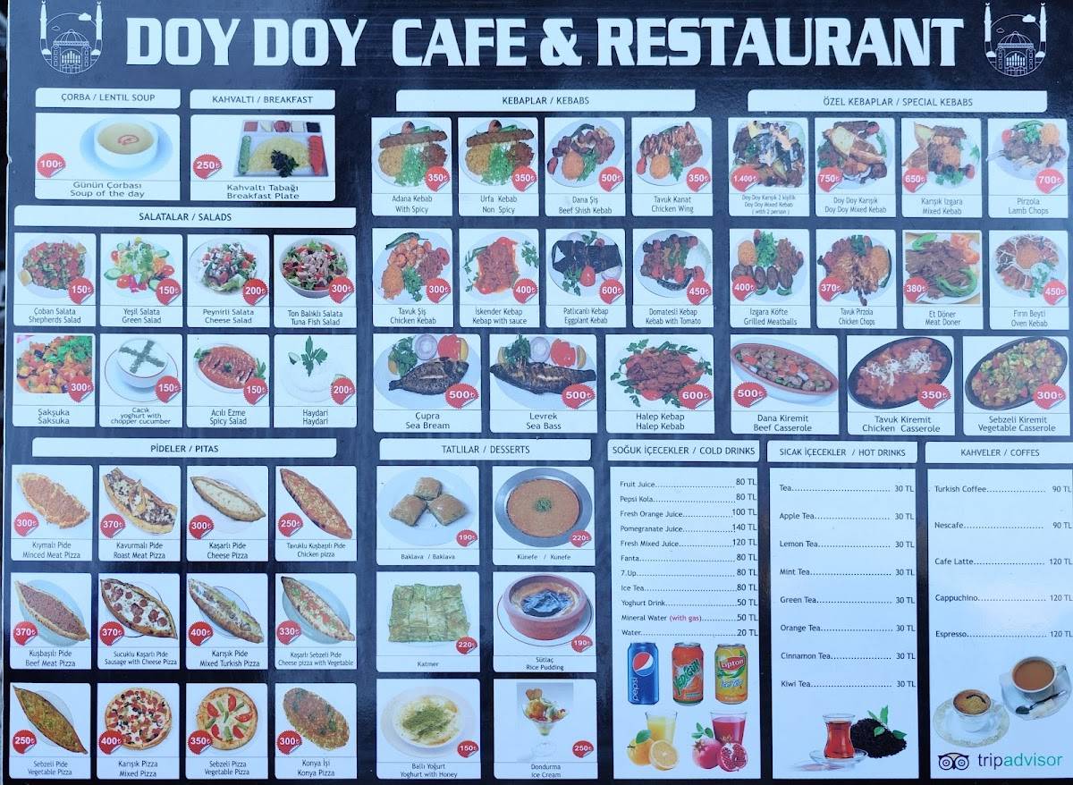Menu at Doy Doy Restaurant, Istanbul, Şifa Hamamı Sk. No:13