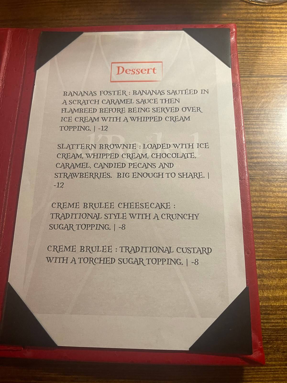 Menu at D'railed steakhouse, Idaho Falls