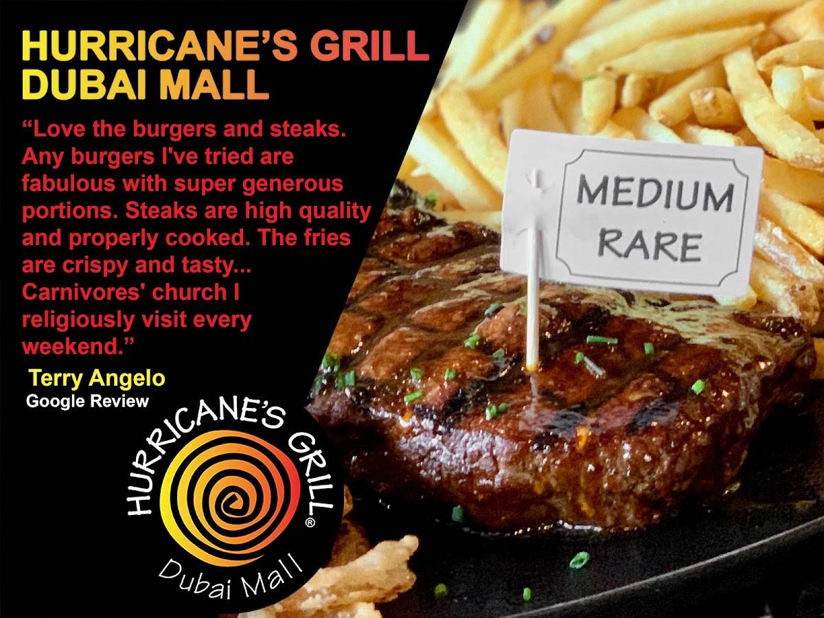 Menu at Hurricane’s Grill Dubai Mall steakhouse, Dubai