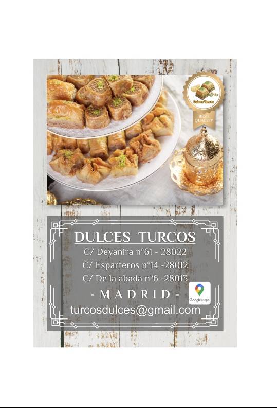 Menu at Dulces turcos desserts, Madrid
