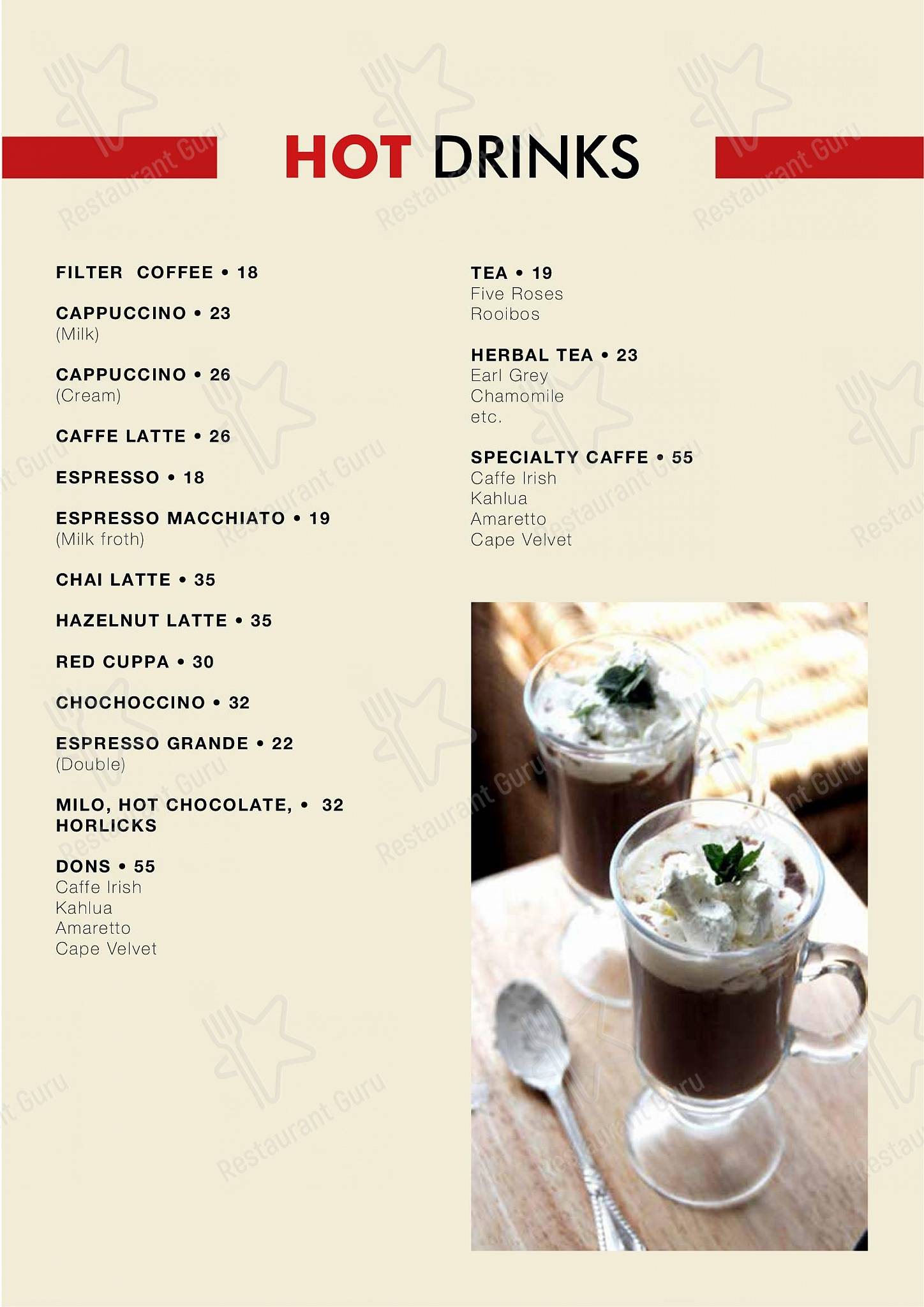 Menu at Cappello umhlanga restaurant, Durban, Shop R 34