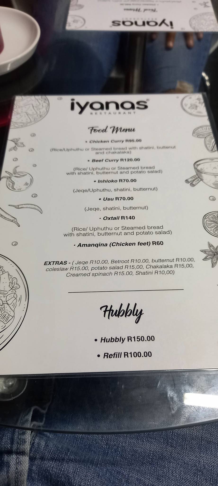 Menu at Iyanas Restaurant, Durban