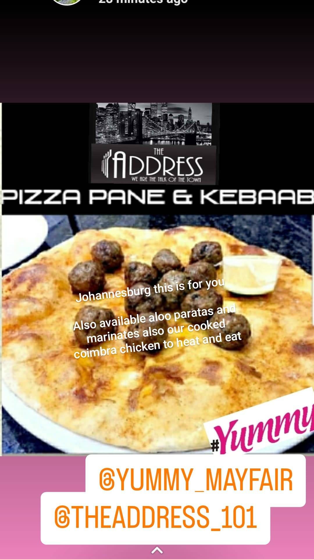 Menu at The Address Halaal dining restaurant, Durban