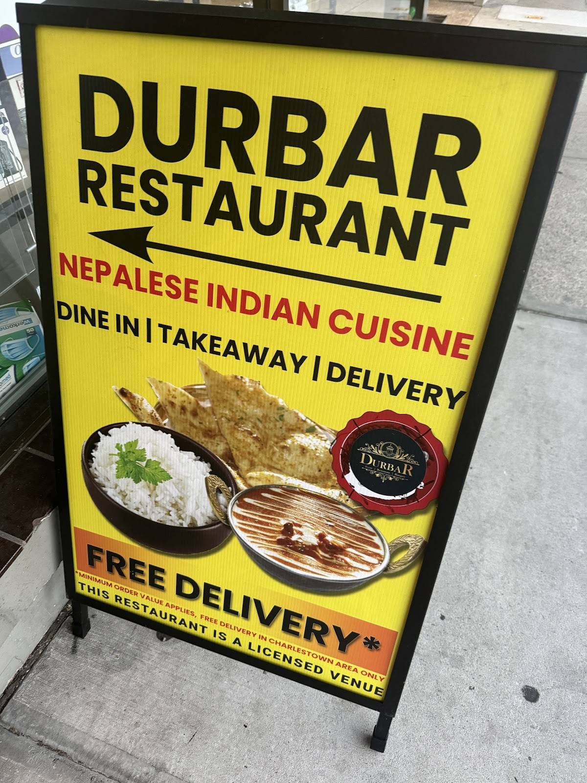 Menu at Durbar Restaurant, Charlestown