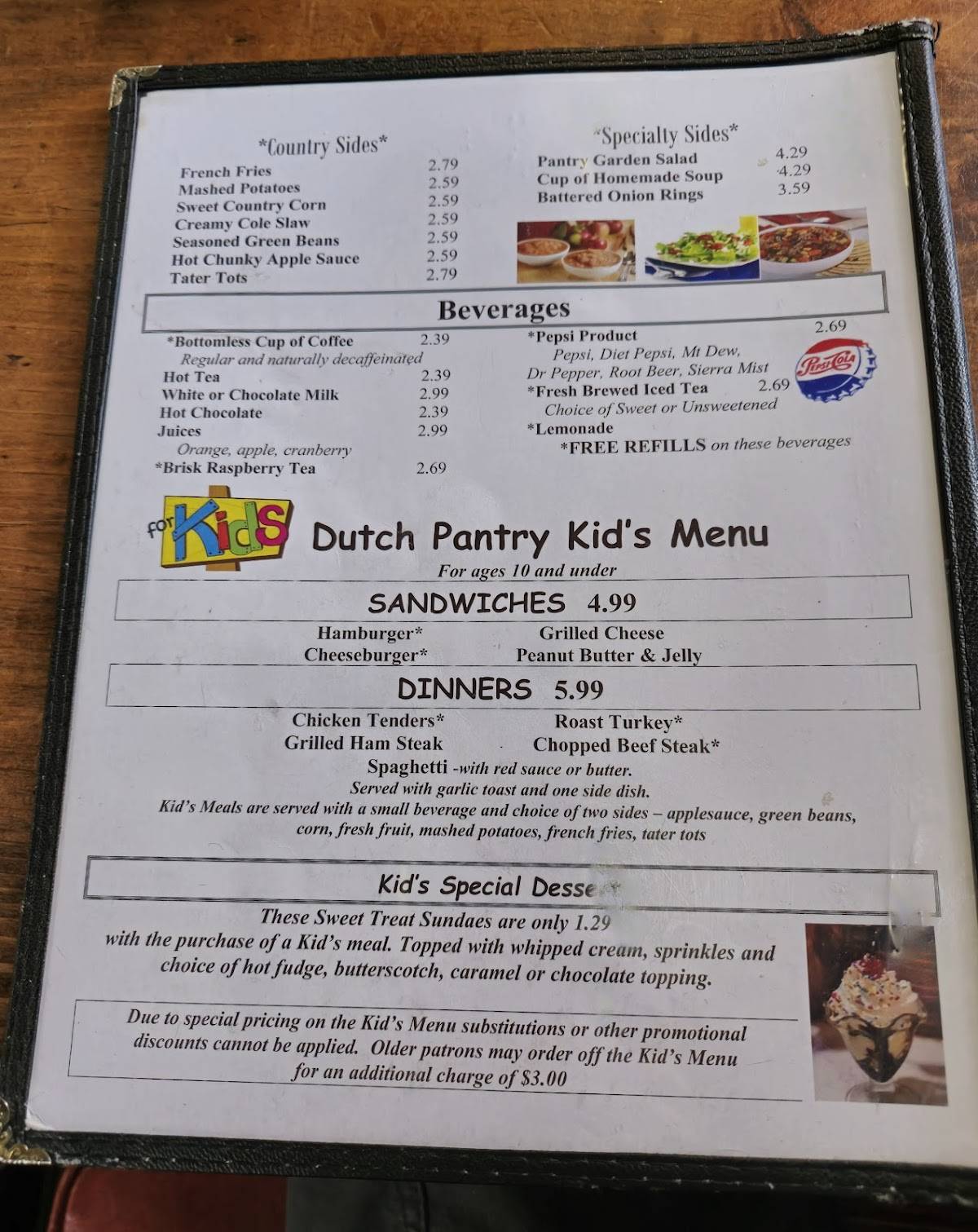Menu at Dutch Pantry Family Restaurant, Clearfield