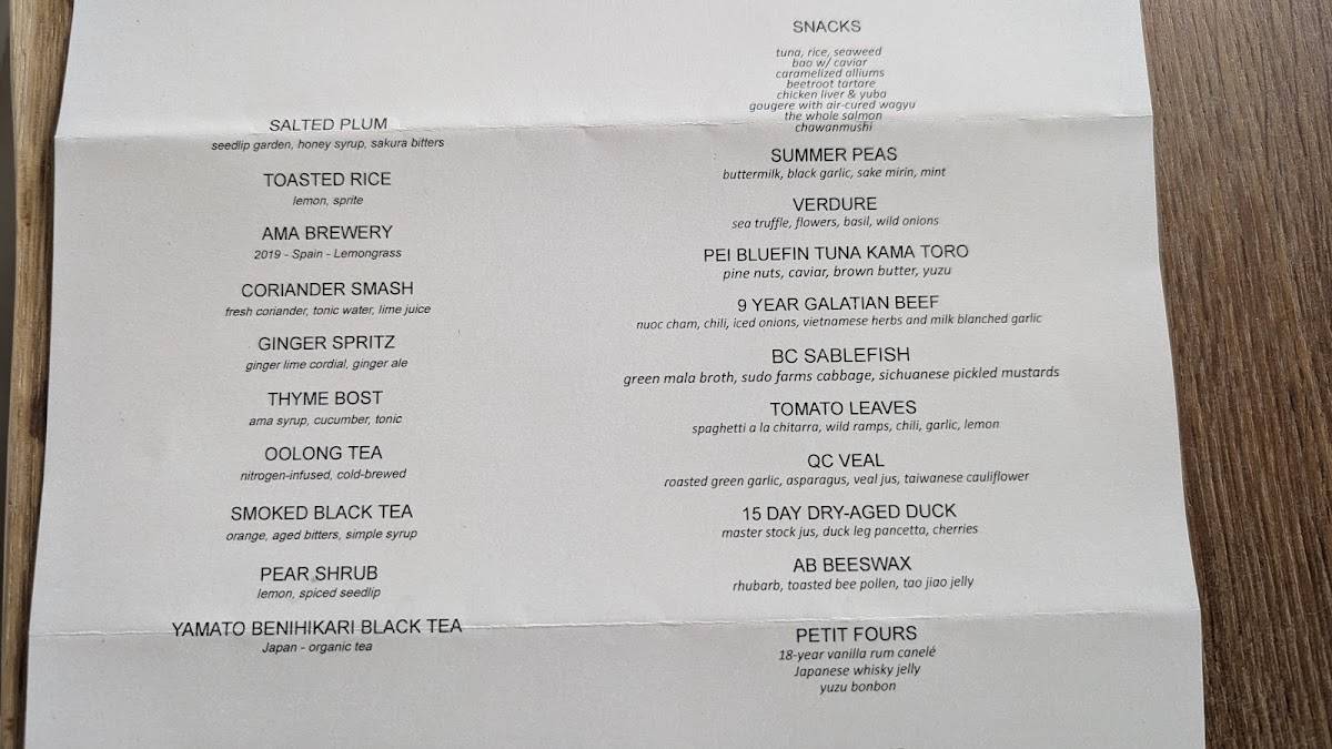 Menu at EIGHT restaurant, Calgary, 631 Confluence Way SE