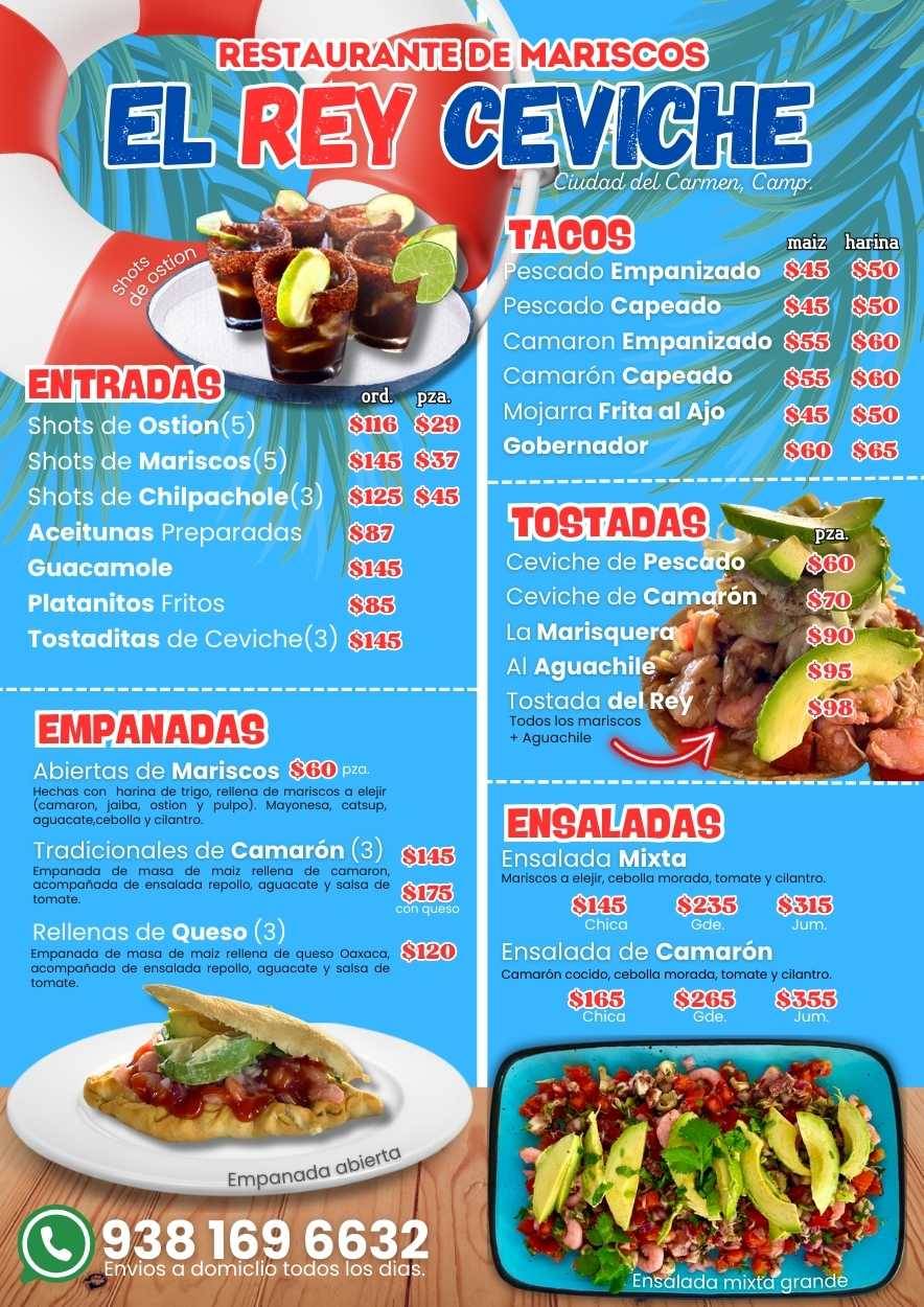 Carta del restaurante EL REY Ceviche, Ciudad del Carmen