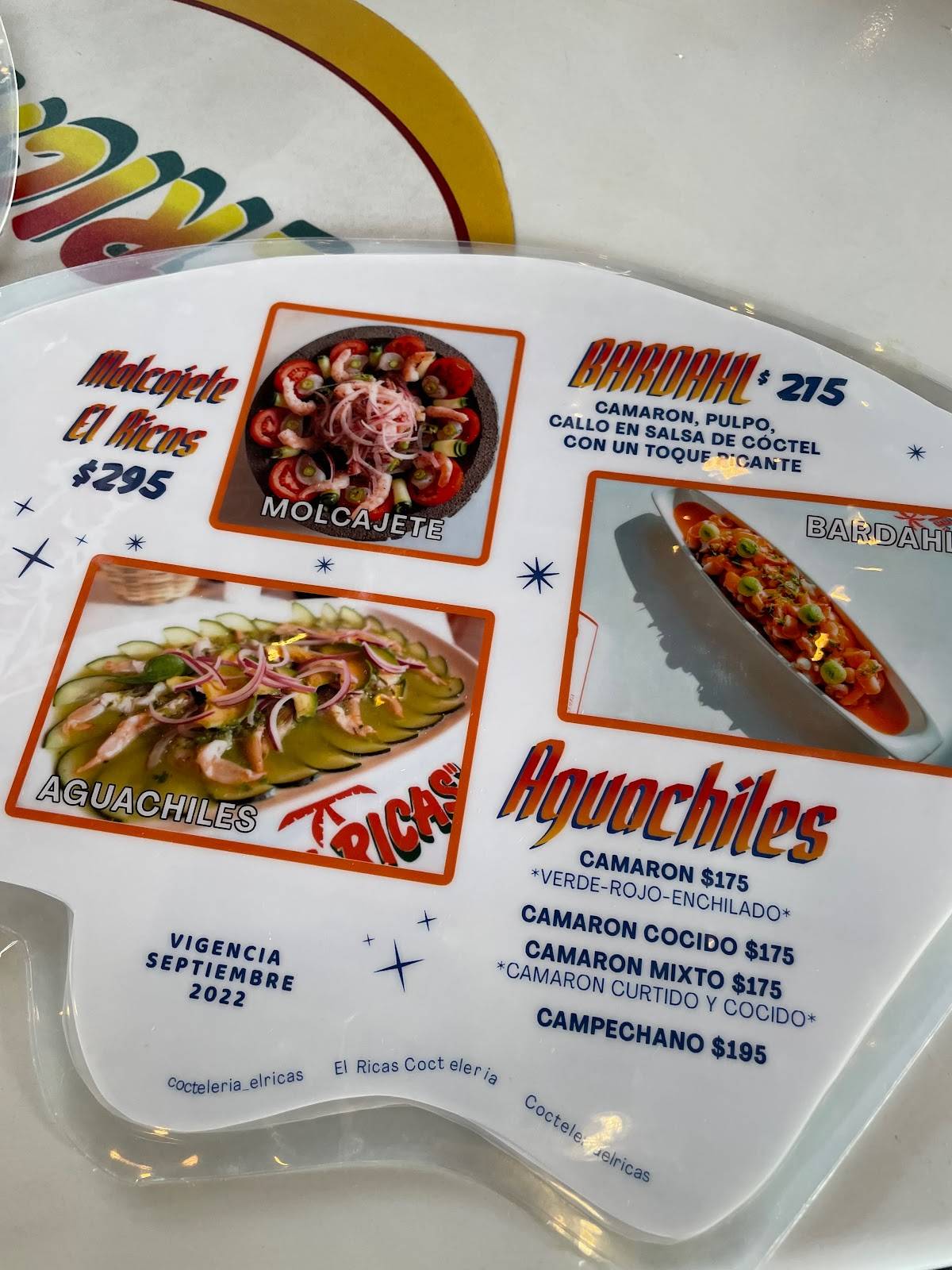 Carta del restaurante EL RICAS, Monterrey