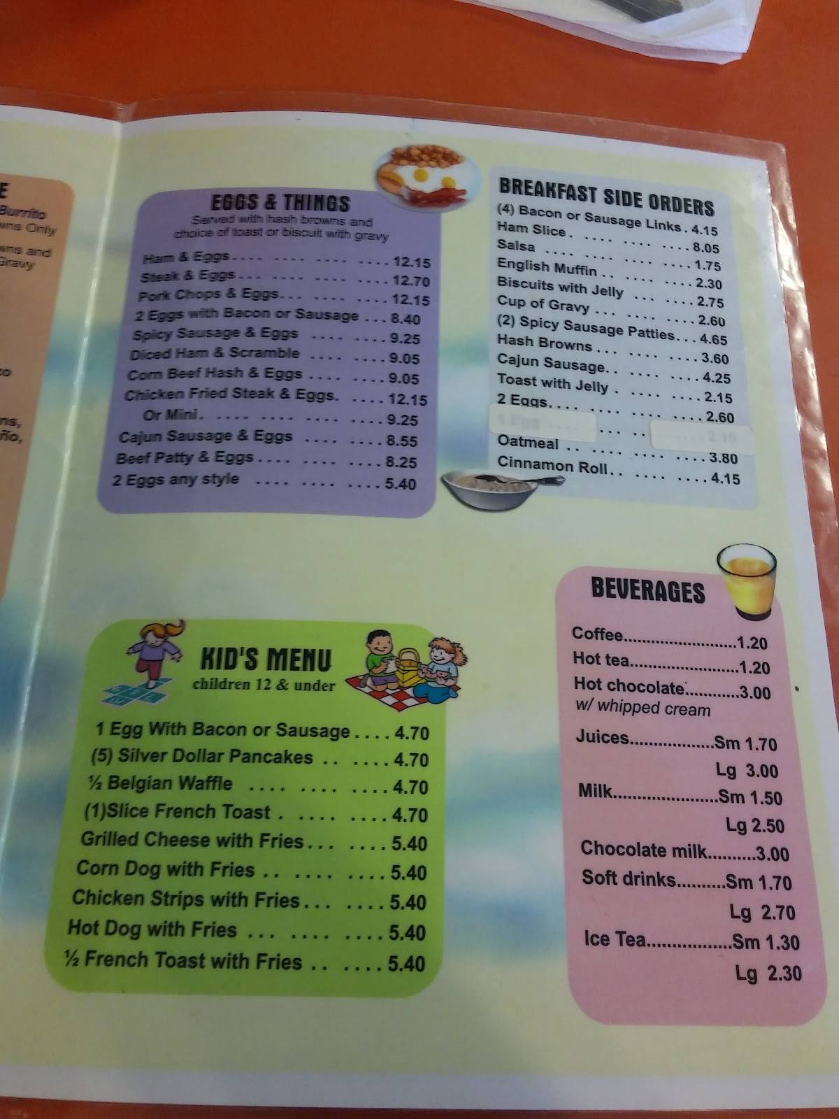 Menu at Early Bird Coffee Shop cafe, Parker