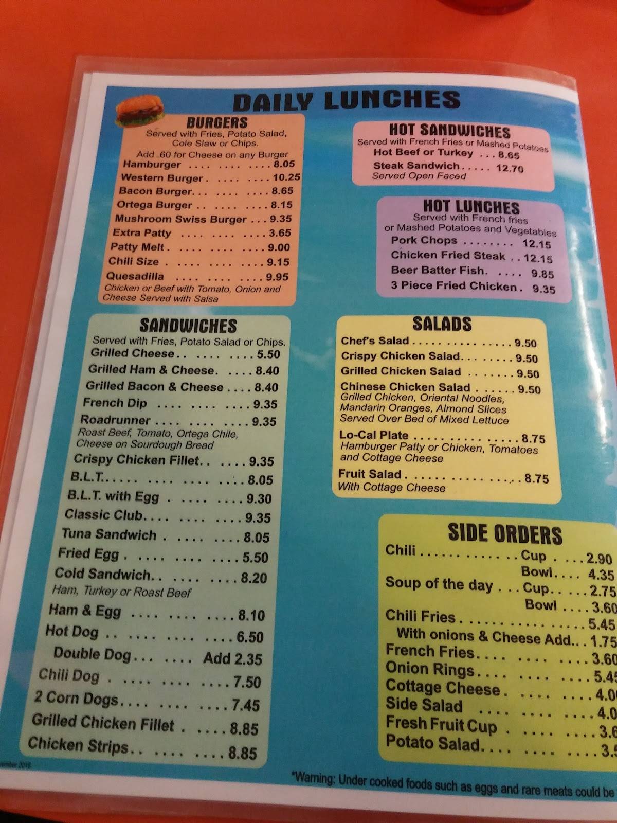 Menu at Early Bird Coffee Shop cafe, Parker