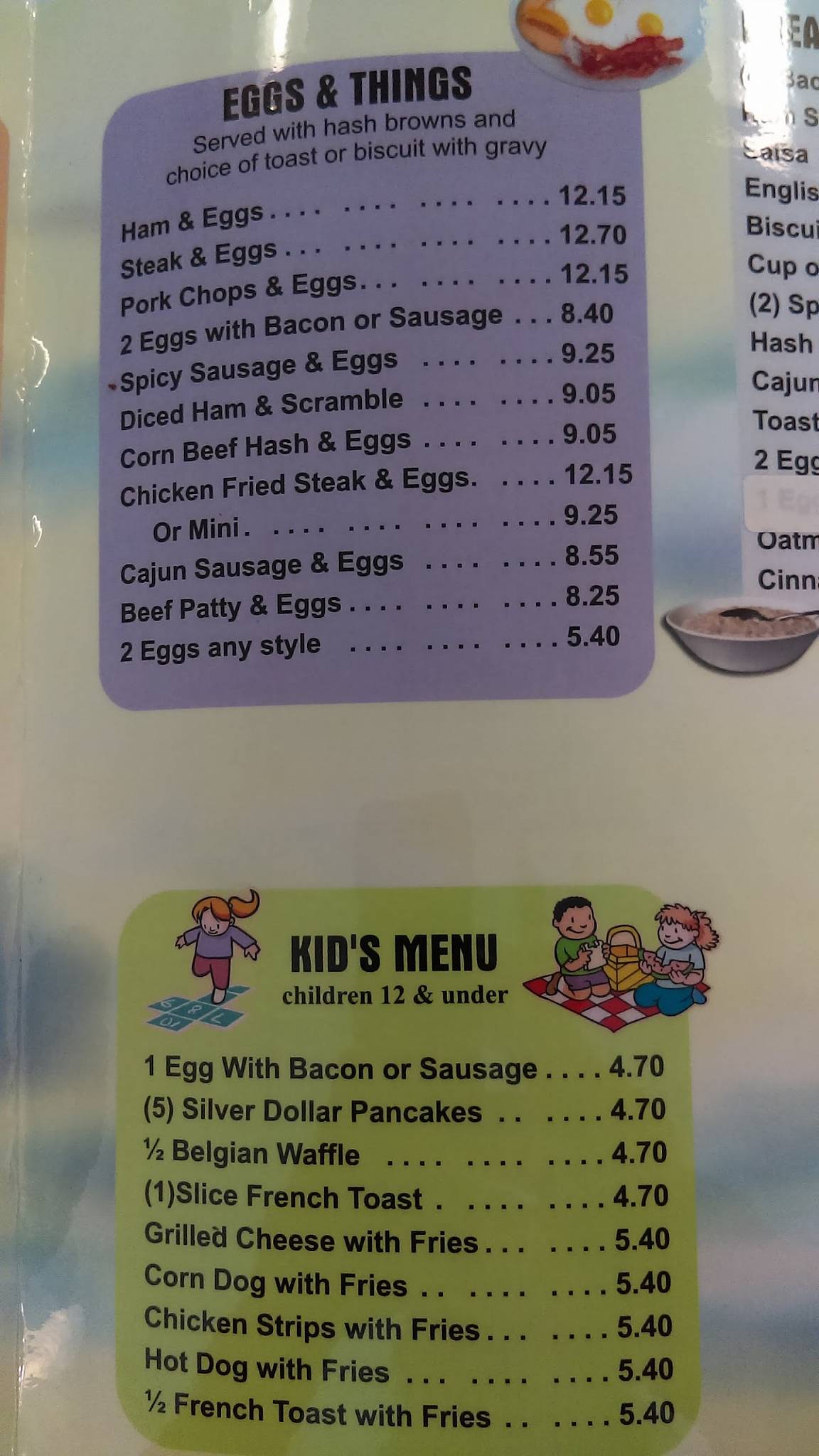 Menu at Early Bird Coffee Shop cafe, Parker