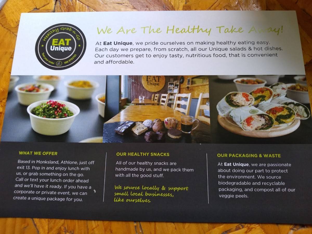Menu at Eat Unique cafe, Athlone, Monksland Industrial Estate
