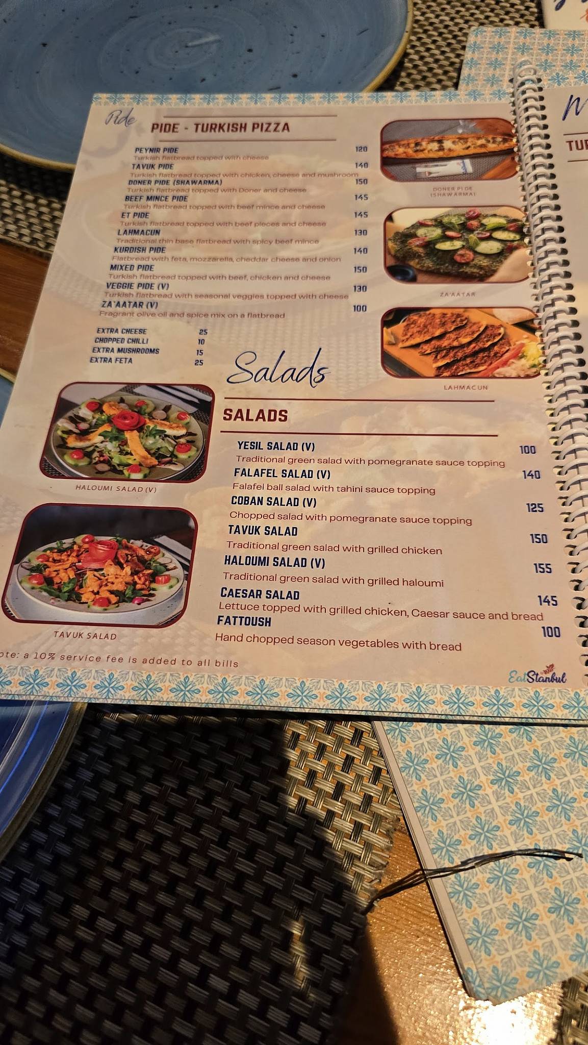 Menu at EatStanbul restaurant, Cape Town