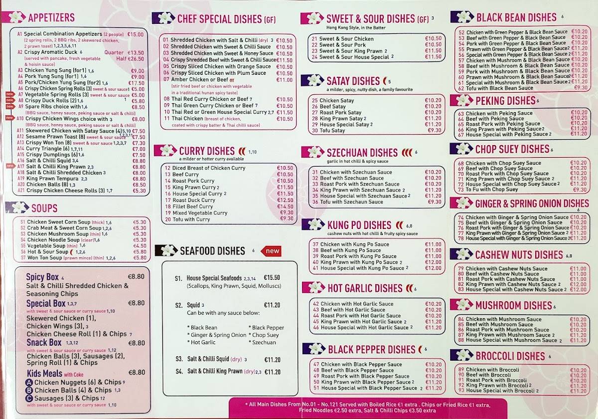 Menu at The Lily Garden Chinese Restaurant, Edenderry