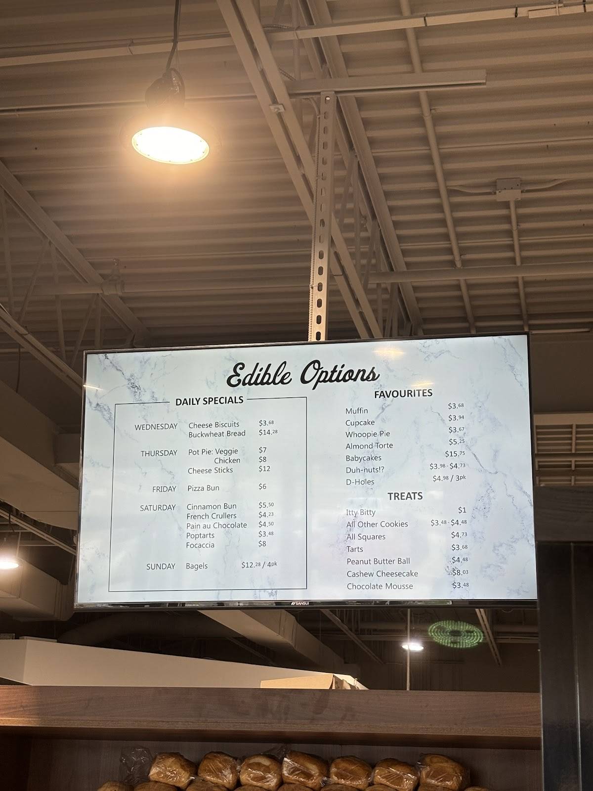 Menu at Edible Options restaurant, St. Catharines