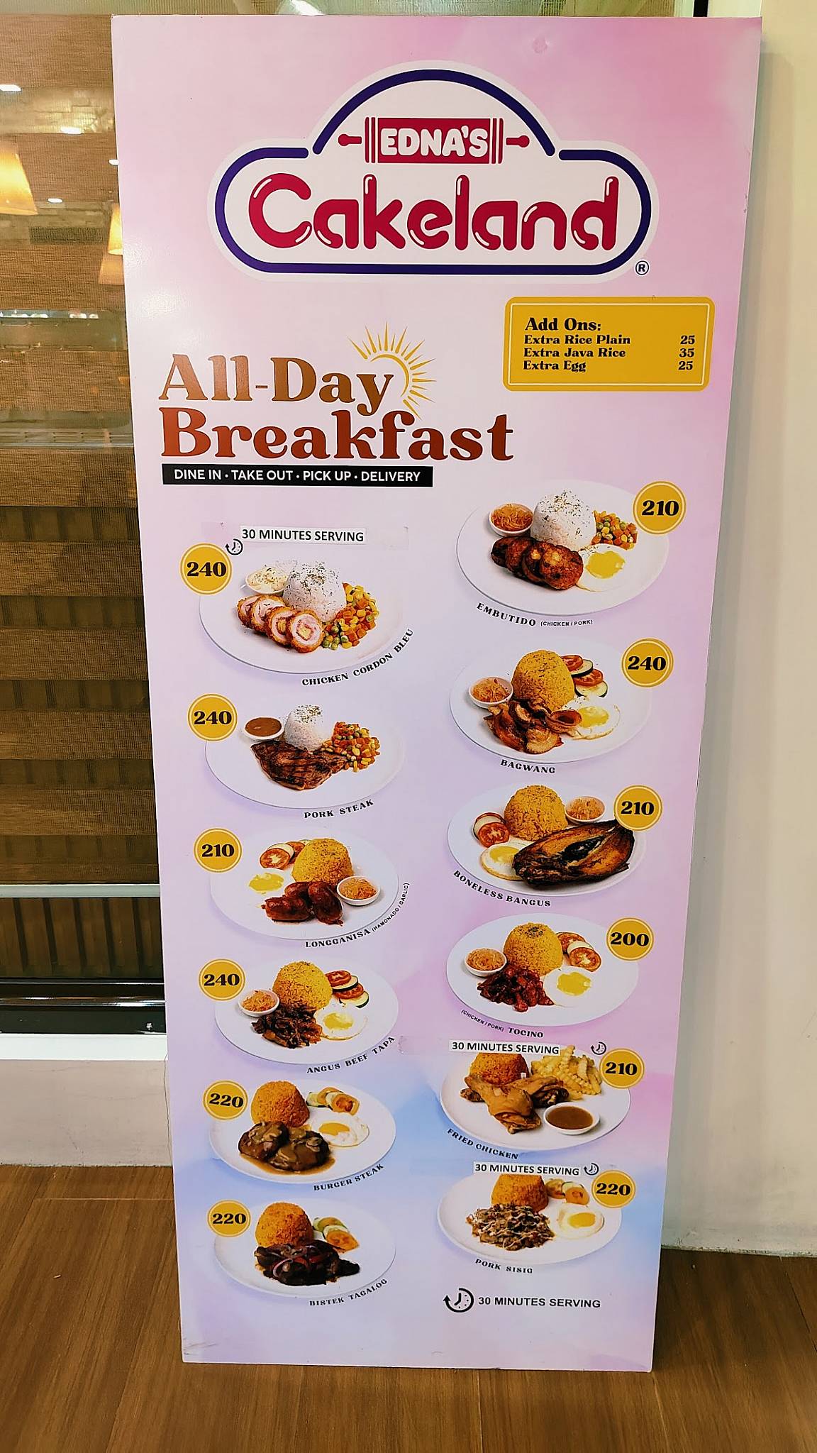 Menu at Edna's Cakeland cafe, Cabanatuan City, Kapitan Pepe Subdivision