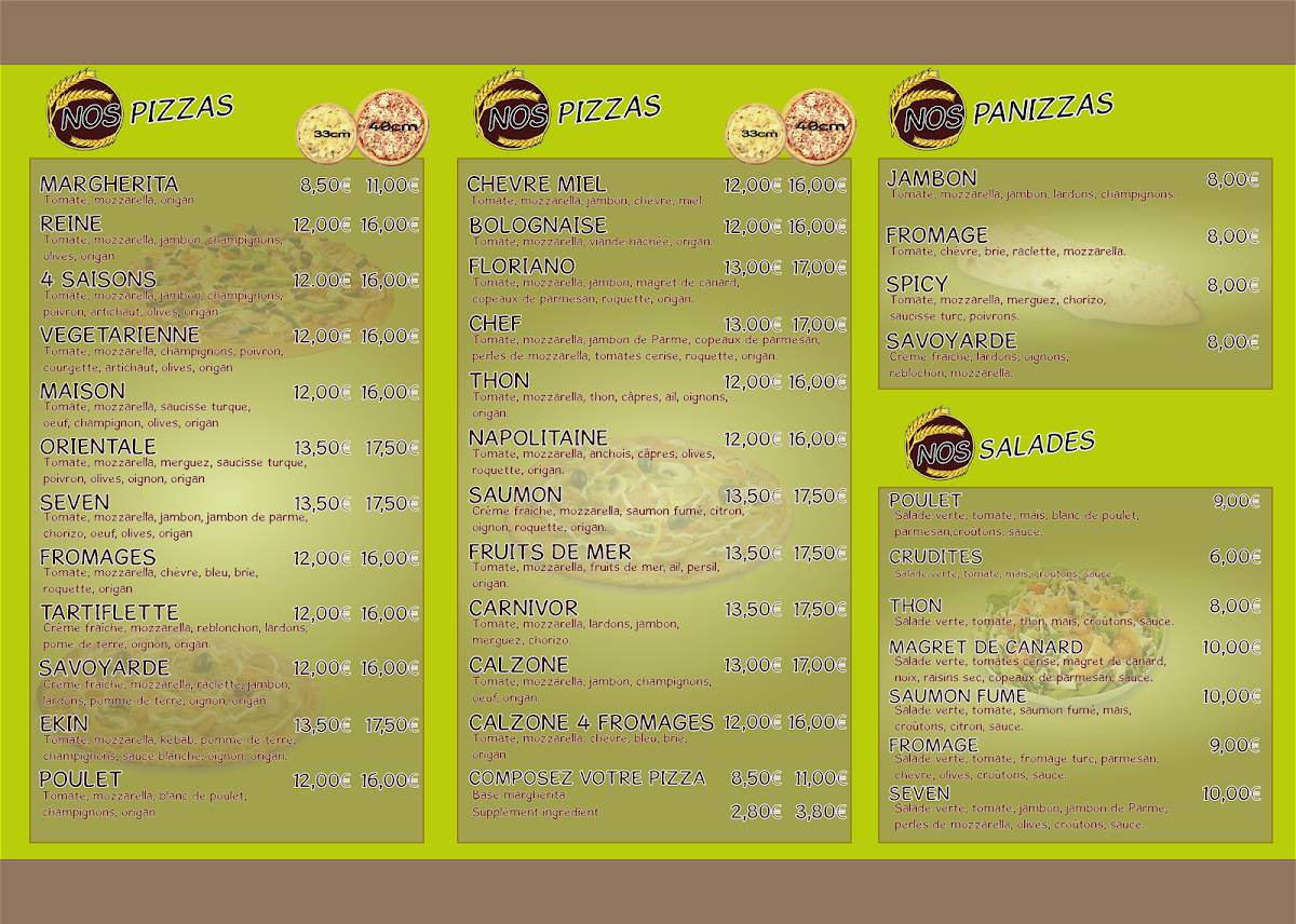 Menu au Ekin Pizzeria Thierville-sur-Meuse Verdun, Thierville-sur-Meuse
