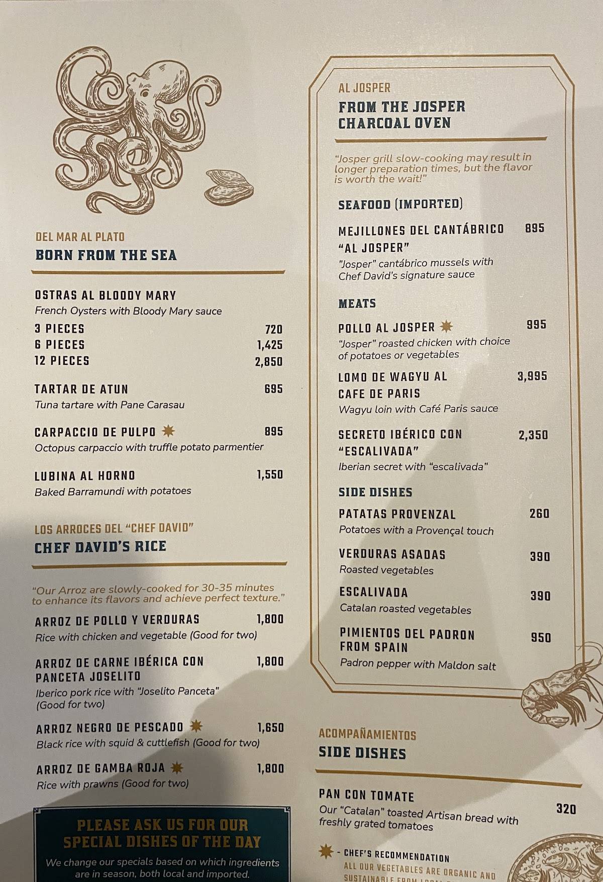 Menu at El Born BGC restaurant, Taguig