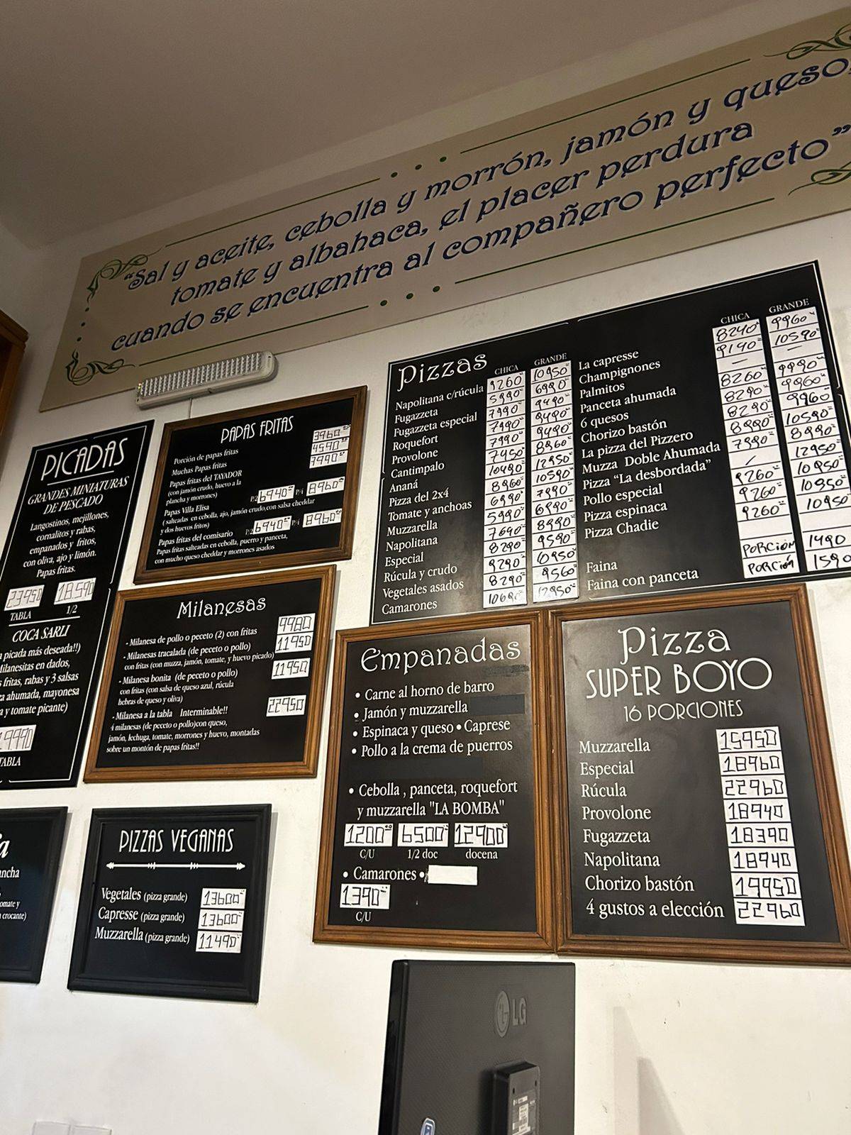 Carta del restaurante El Boyo Diagonal, La Plata