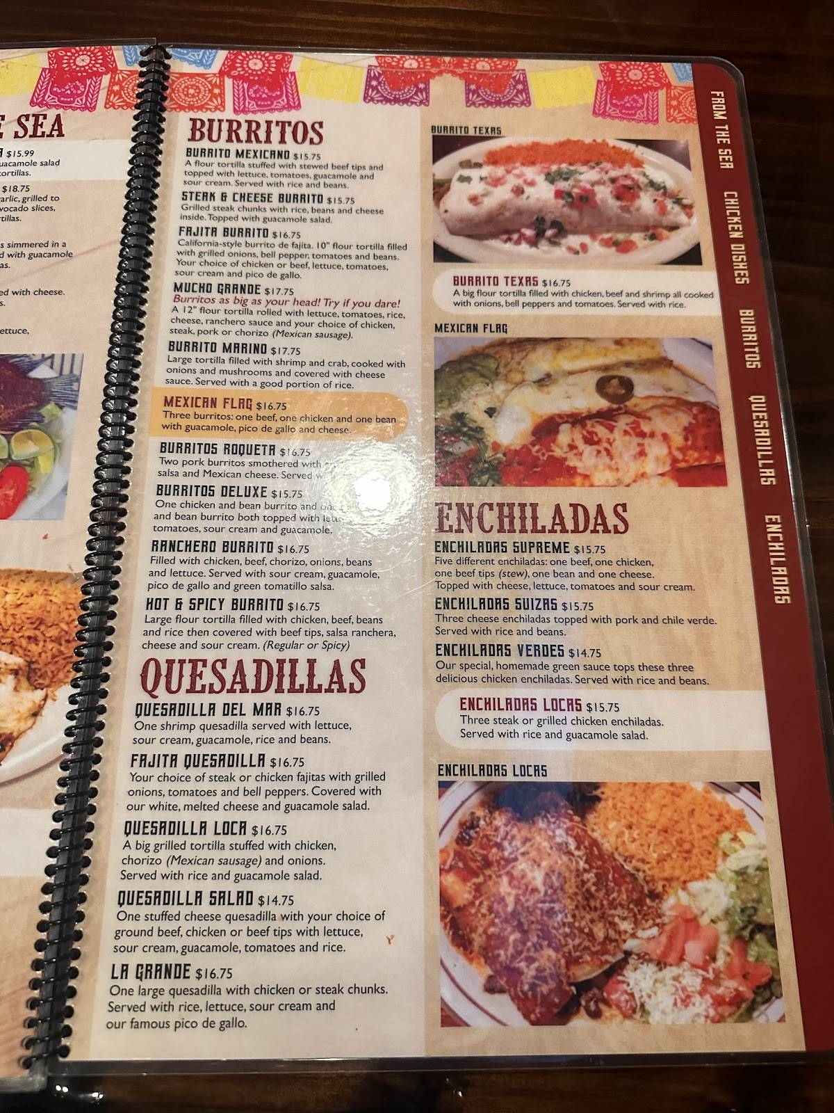 Menu at El Burrito Feliz restaurant, Fremont