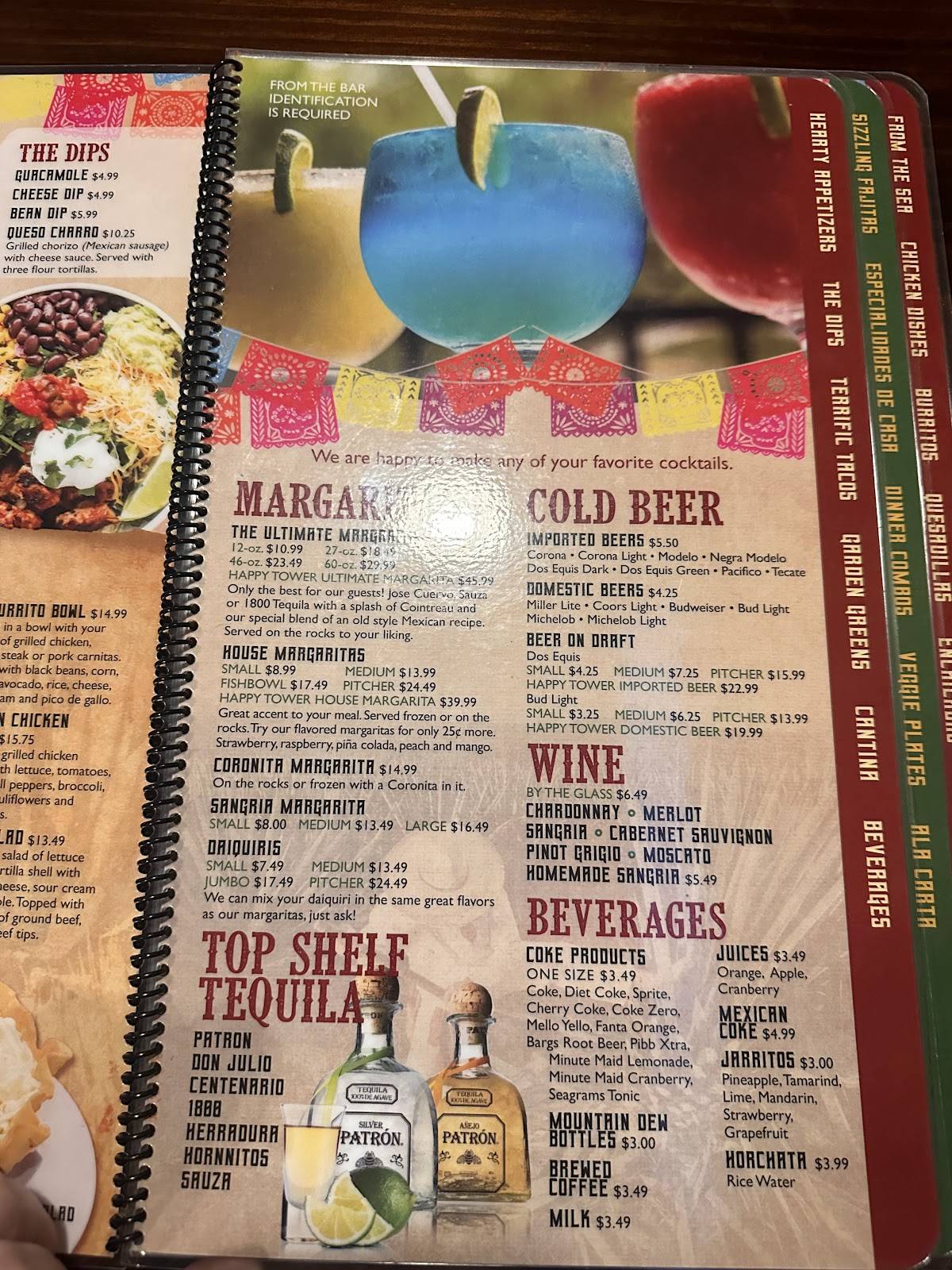 Menu at El Burrito Feliz restaurant, Fremont